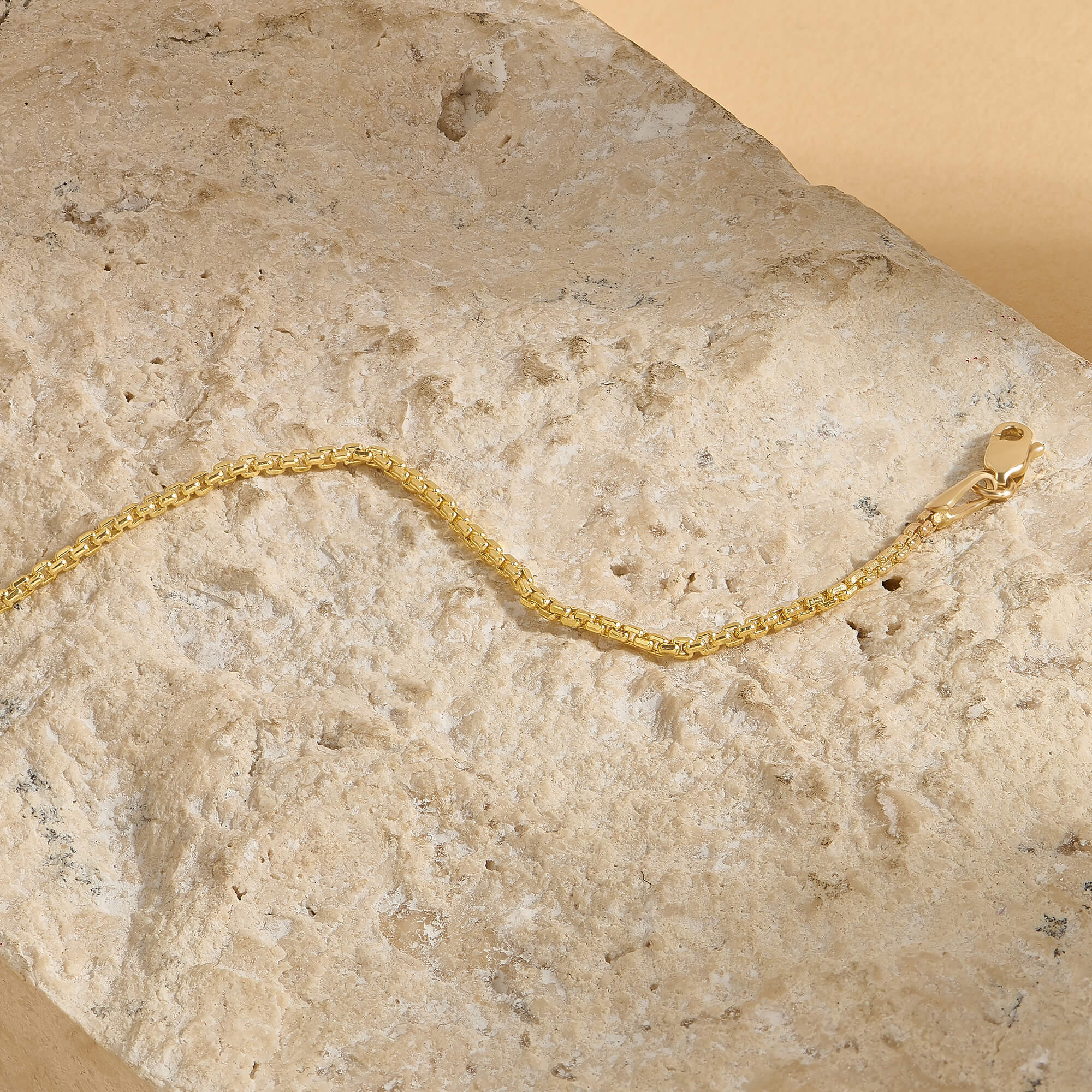 14k Real Yellow Gold Round Box Chain Bracelet for Women – NORM JEWELS