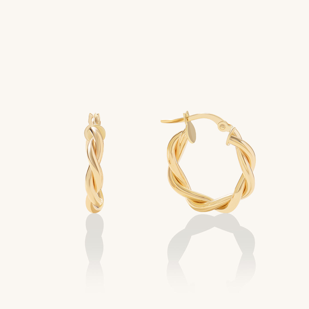 14k Solid Gold Braided Design Hoop Earrings – NORM JEWELS