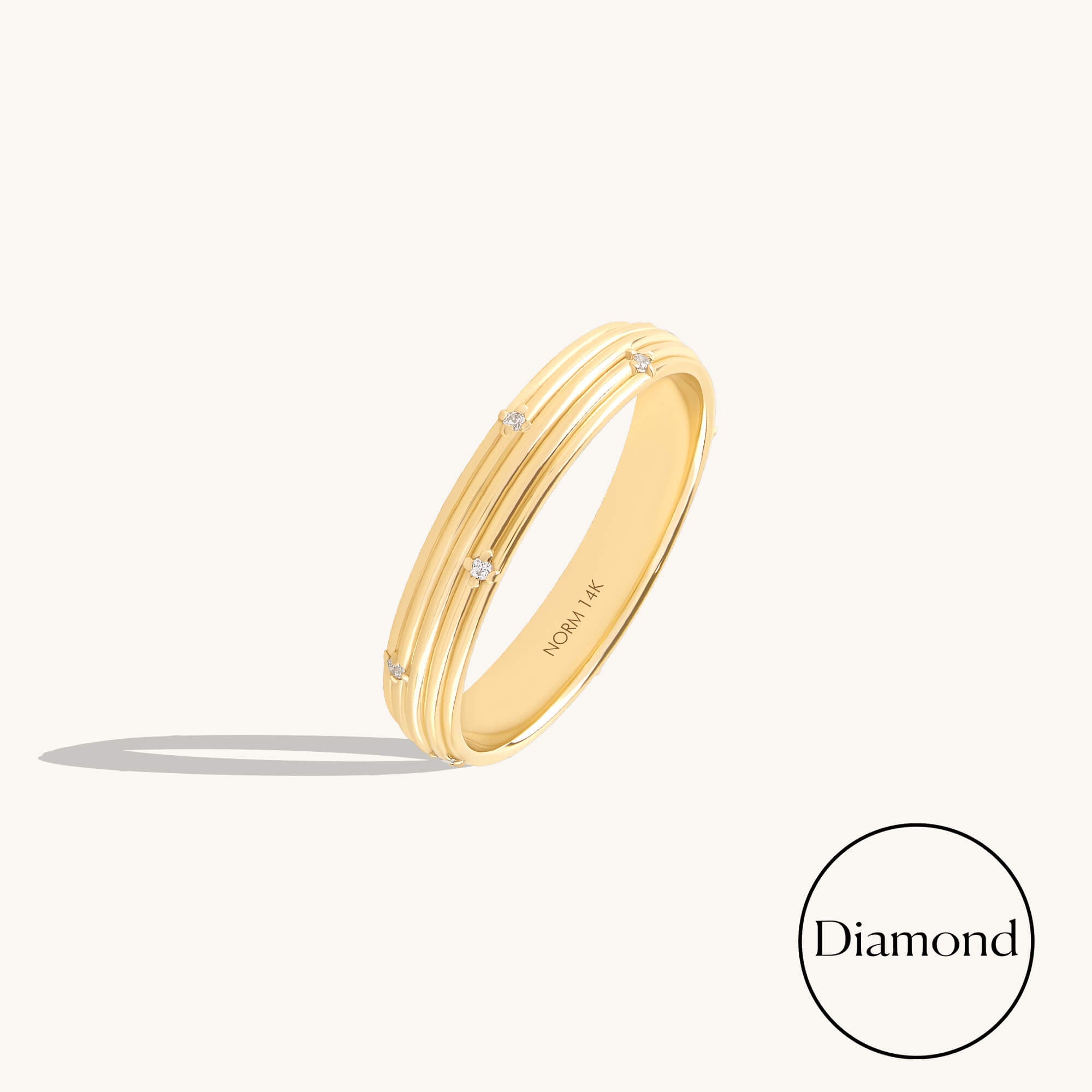 Solid Gold Modern Linear Diamond Band Ring