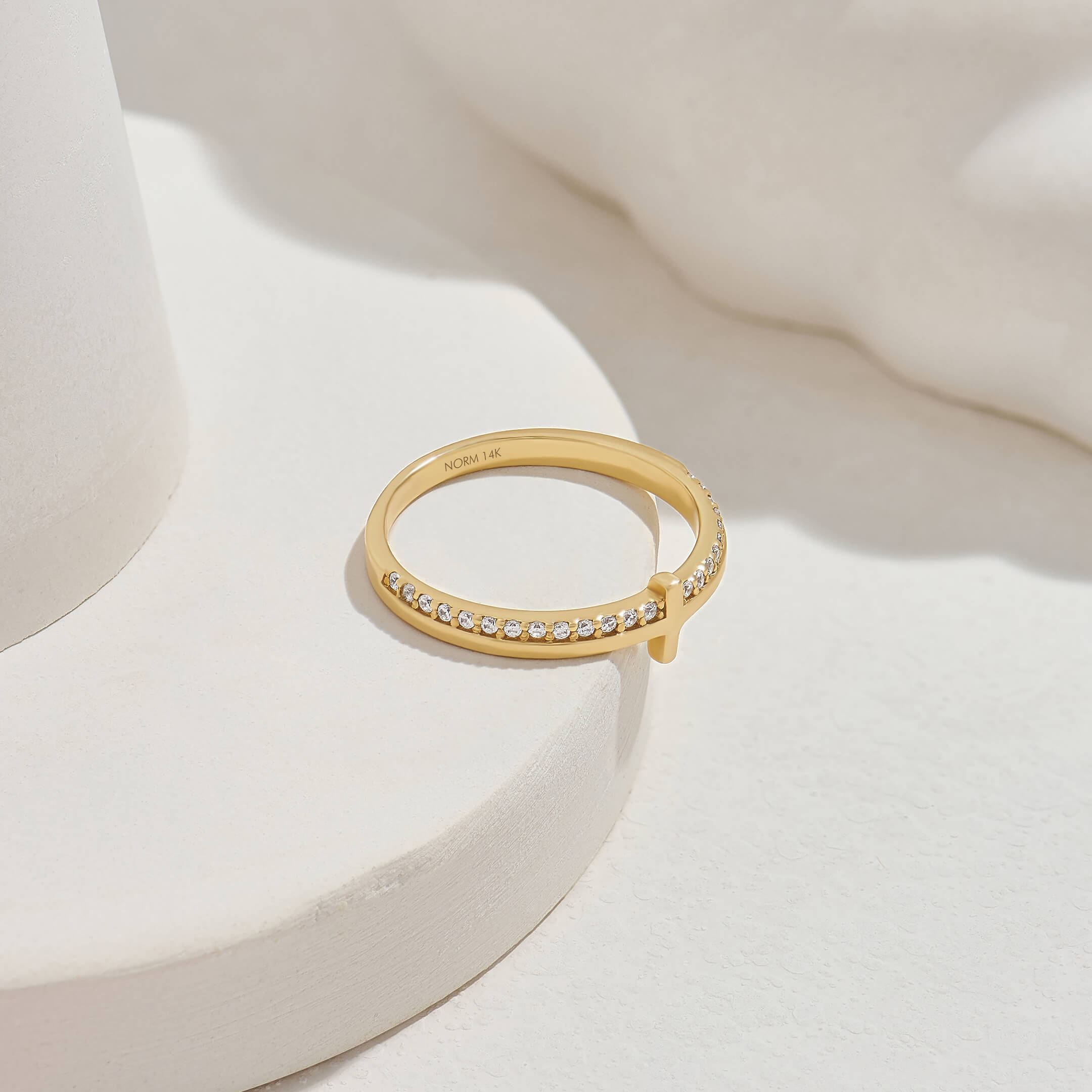 Women's Diamond Sideways Cross Stacking Ring 14k Solid Yellow Gold ...