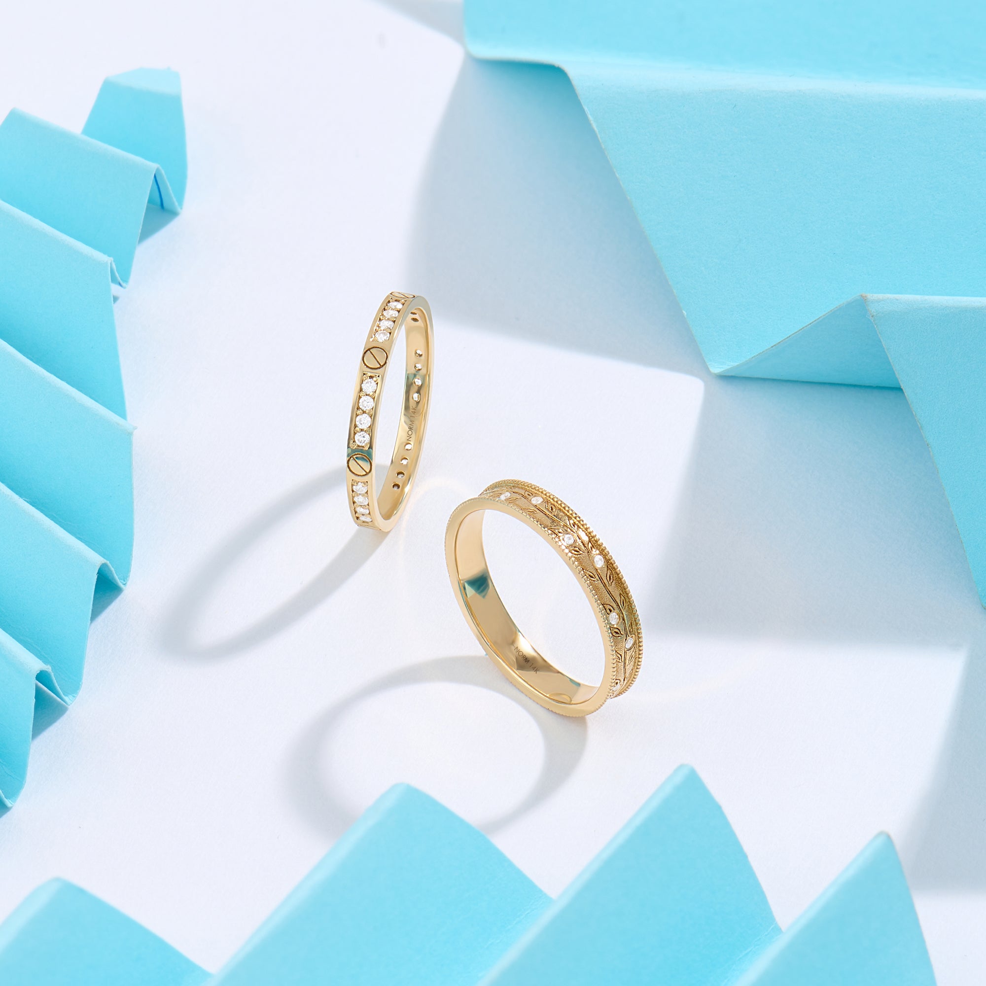 Women's Real Gold Vintage Inspired Diamond Vine Wedding Band – NORM JEWELS