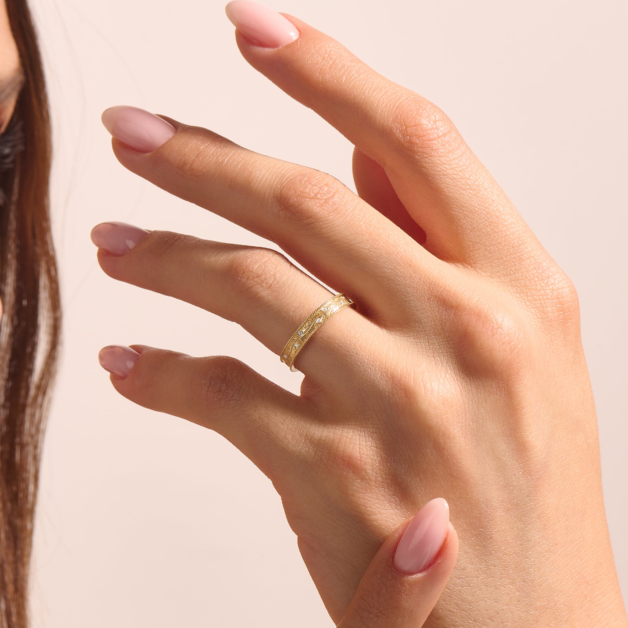 Women's Real Gold Vintage Inspired Diamond Vine Wedding Band – NORM JEWELS