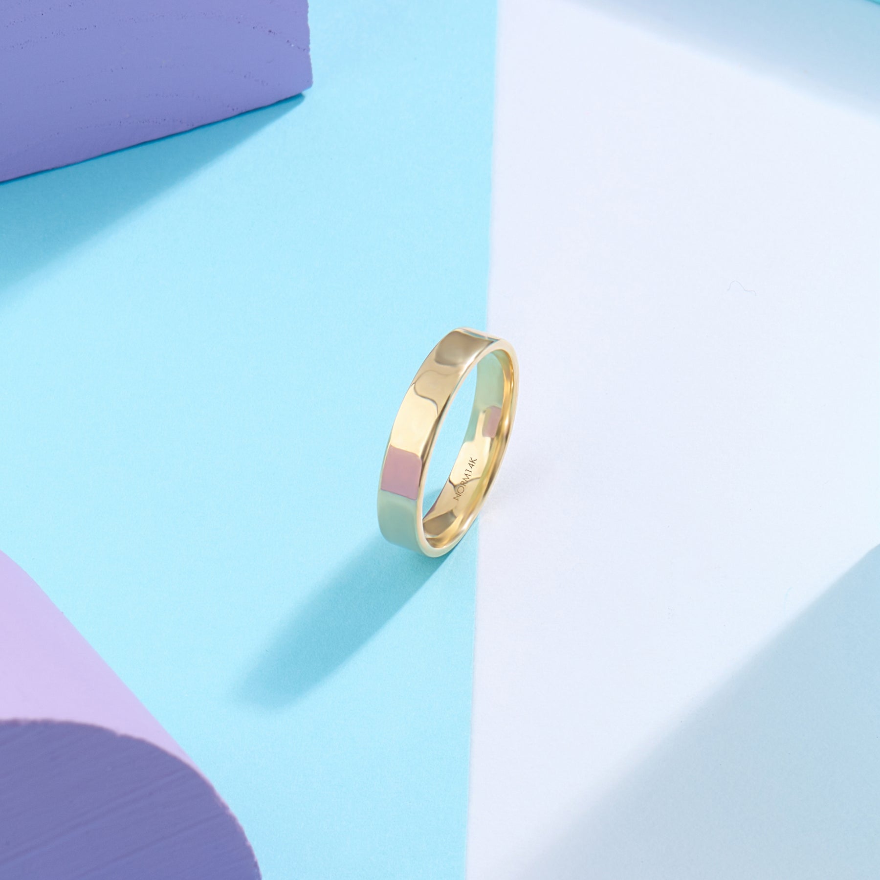 Solid Gold 3mm Flat Wedding Band Ring for Women