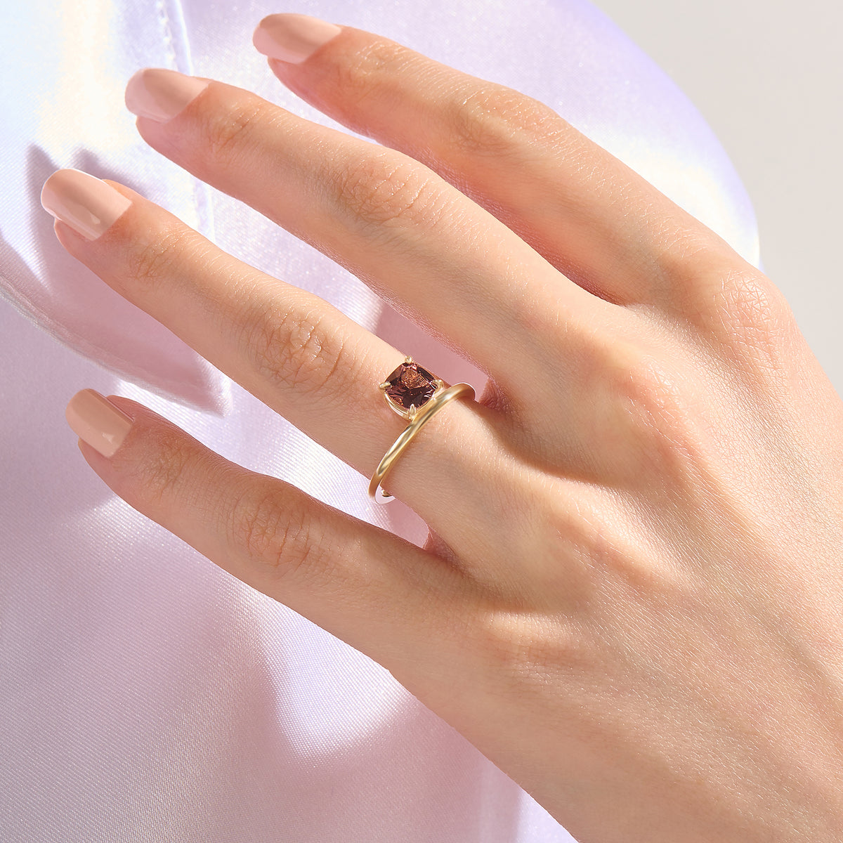 Real Gold Hover Color Changing Cushion Solitaire Ring