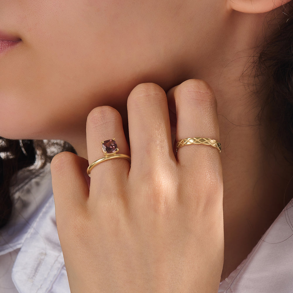 Real Gold Hover Color Changing Cushion Solitaire Ring