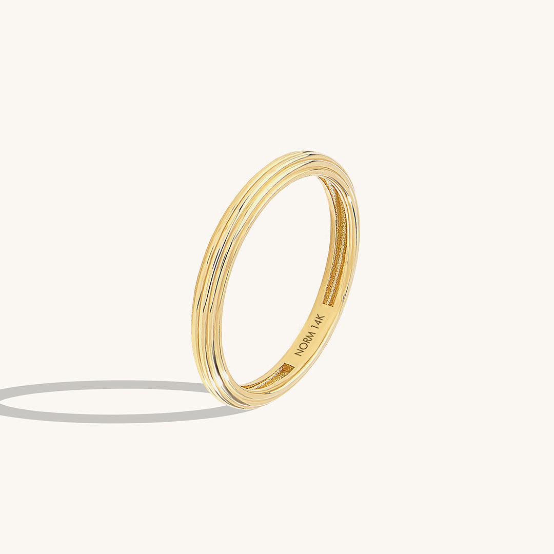 Women's Solid Yellow Gold Linear Band Ring – NORM JEWELS