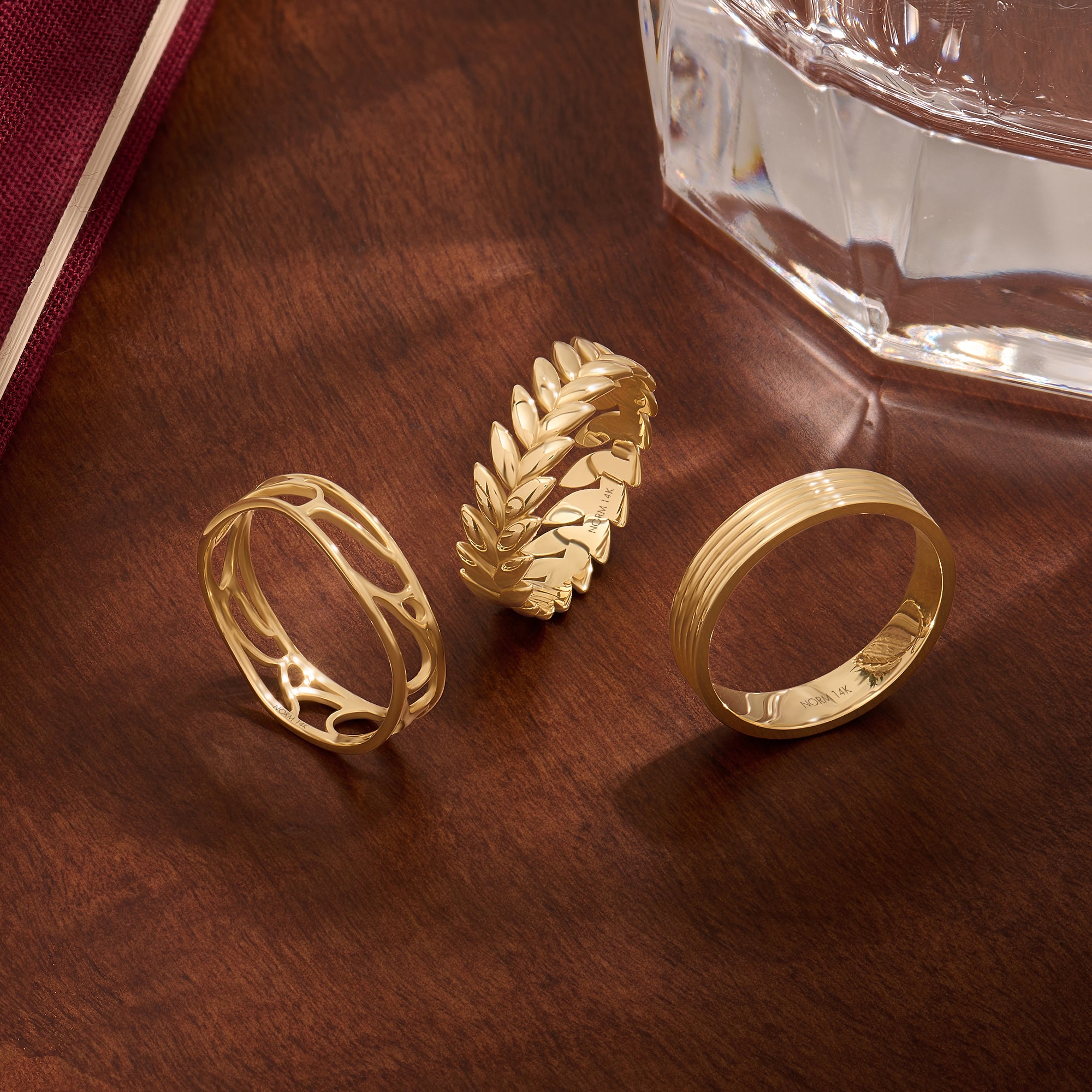 14K Real Yellow Gold Laurel Wreath Band Ring – NORM JEWELS