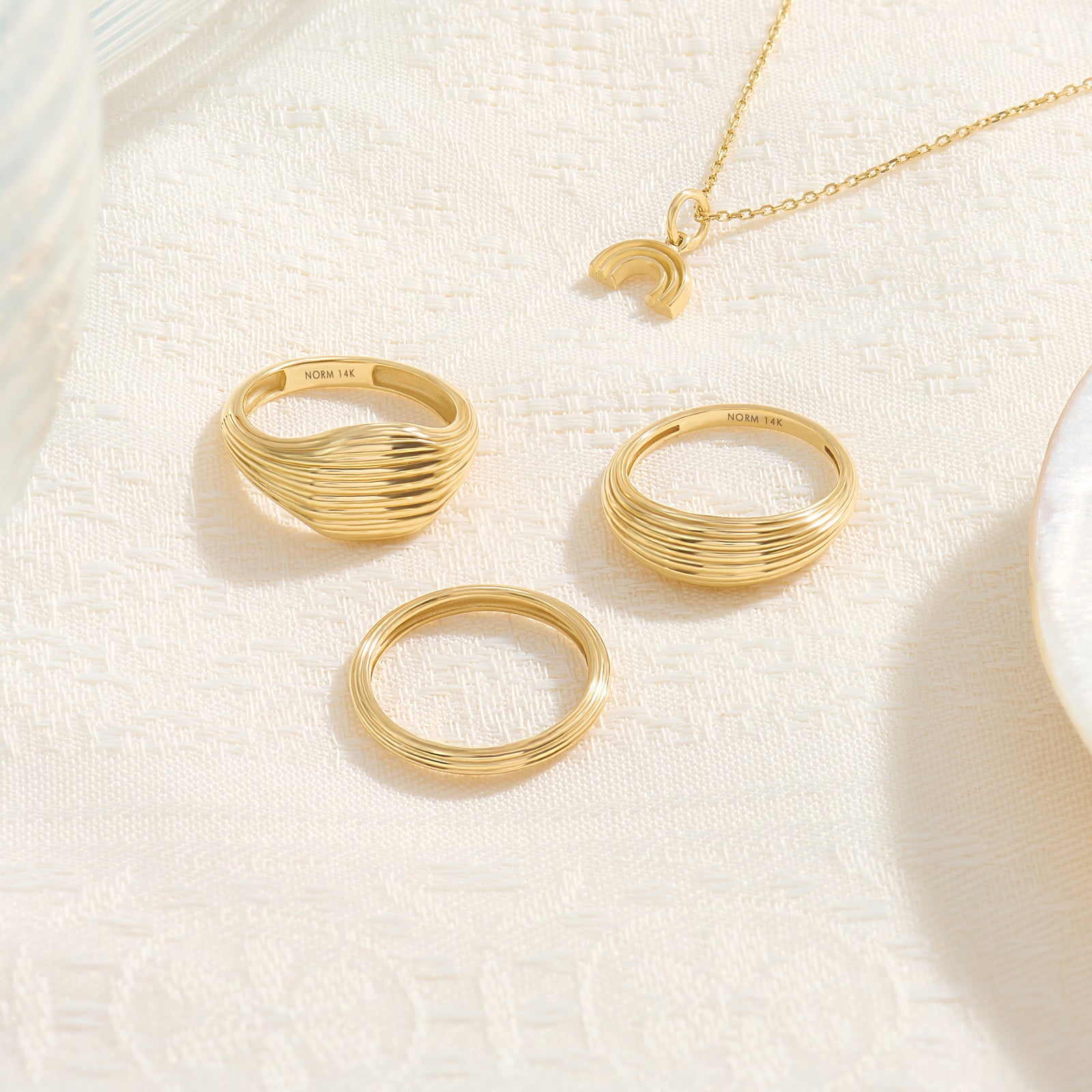 Women's Solid Yellow Gold Linear Band Ring