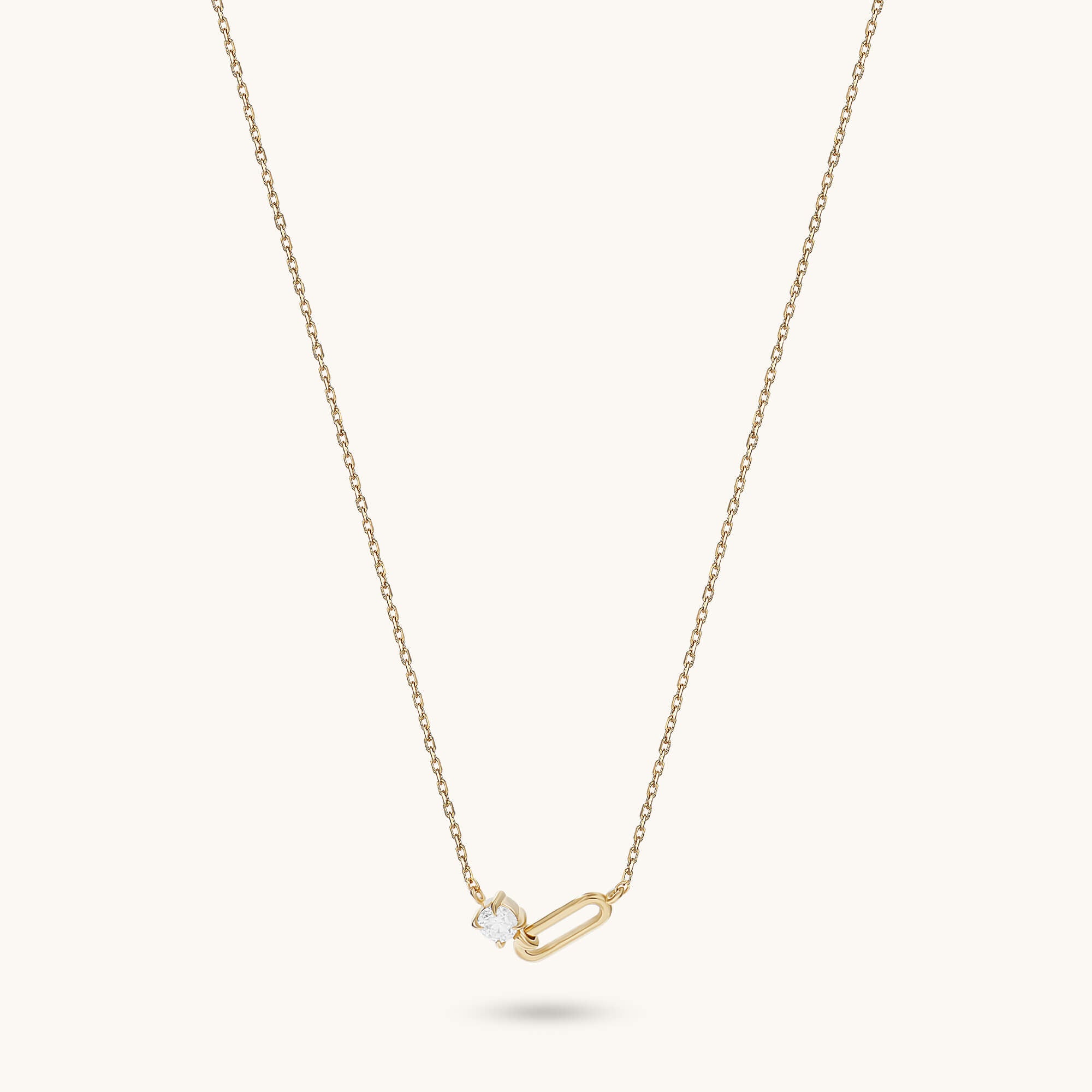 14k Solid Yellow Gold Loop Charm Necklace