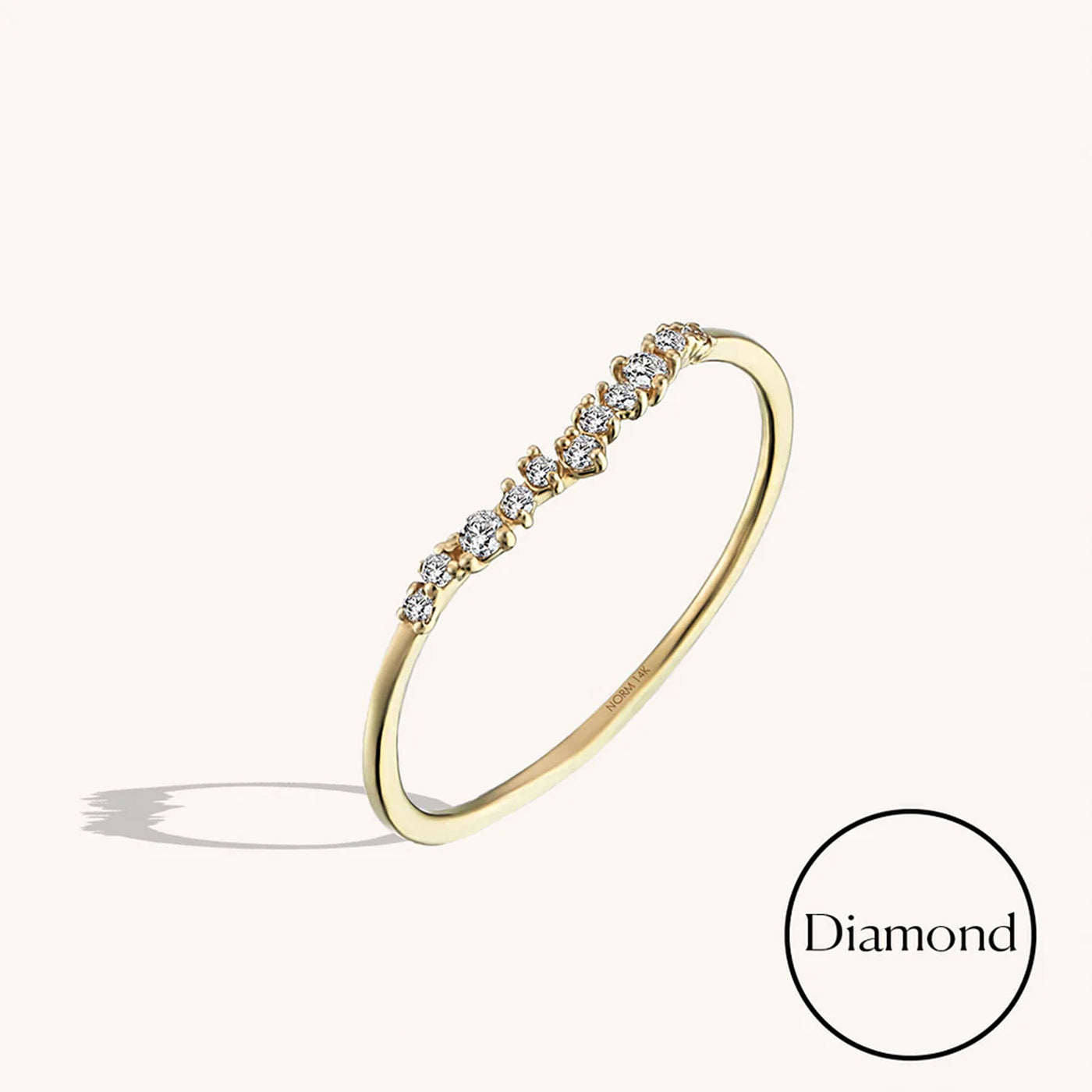 0.10ct Diamond Curved Wedding Band in 14k Real Gold