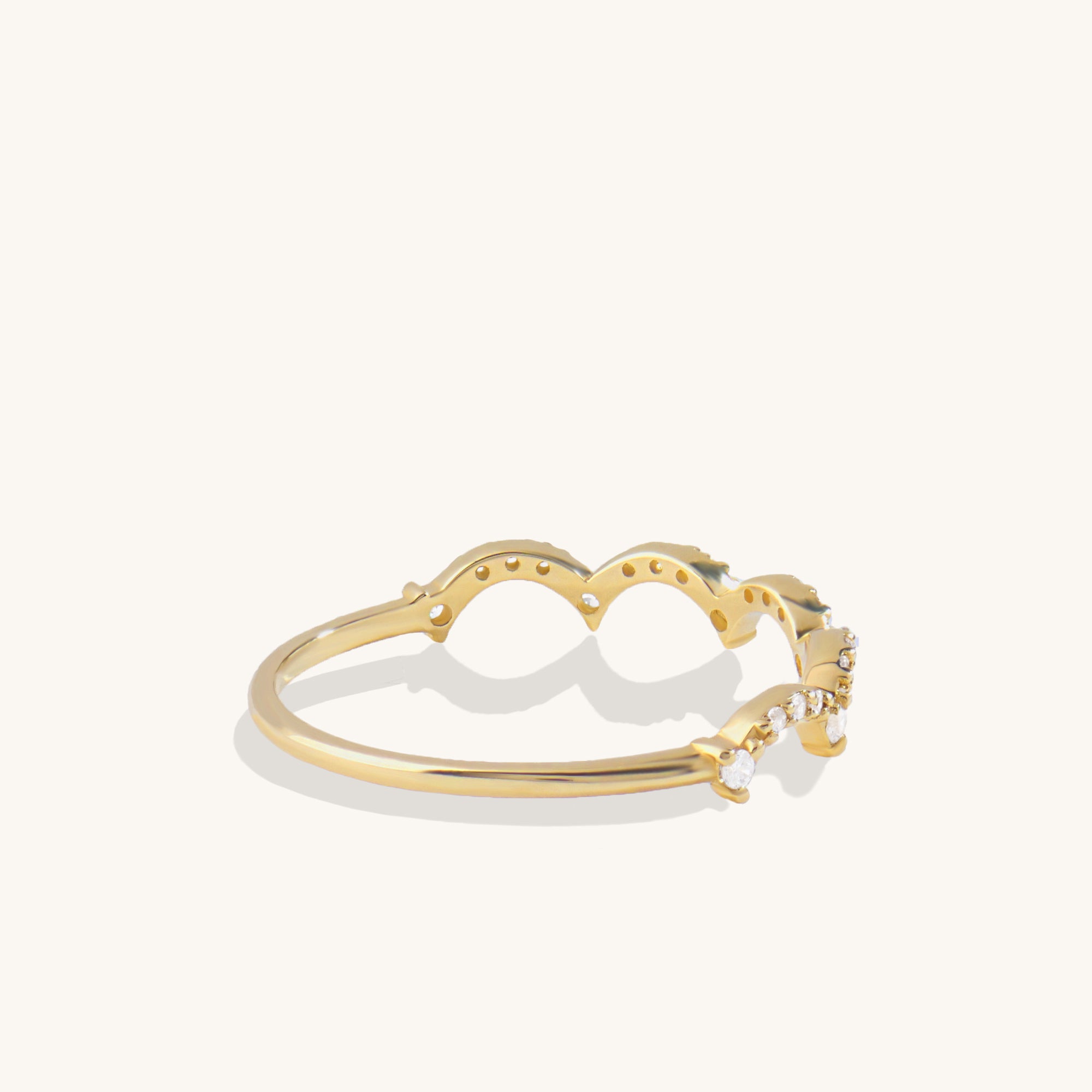 14k Gold Thin Pave Crown Stacking Ring for Women – NORM JEWELS