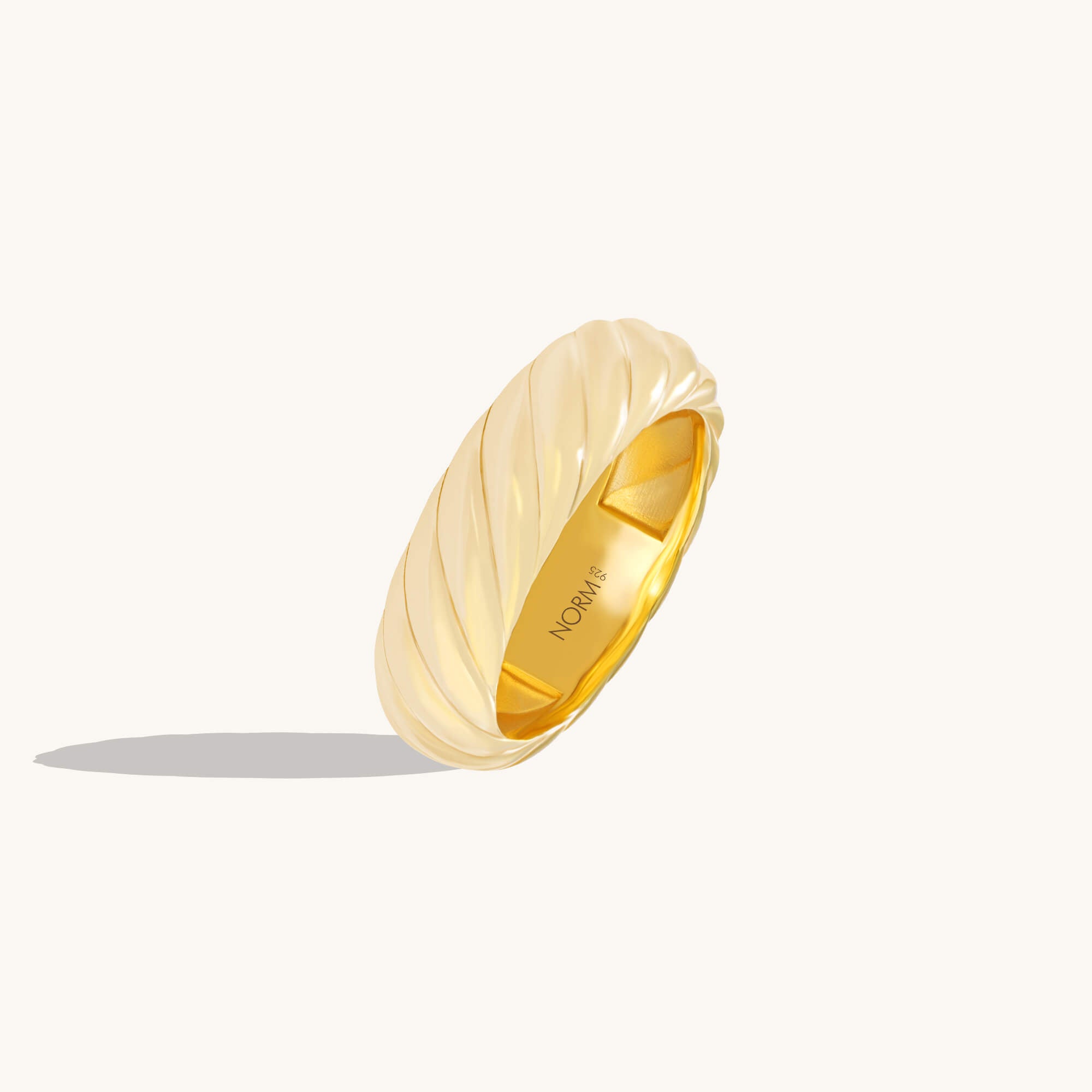 Women's 6mm Ripple Band Ring in Yellow Gold Vermeil