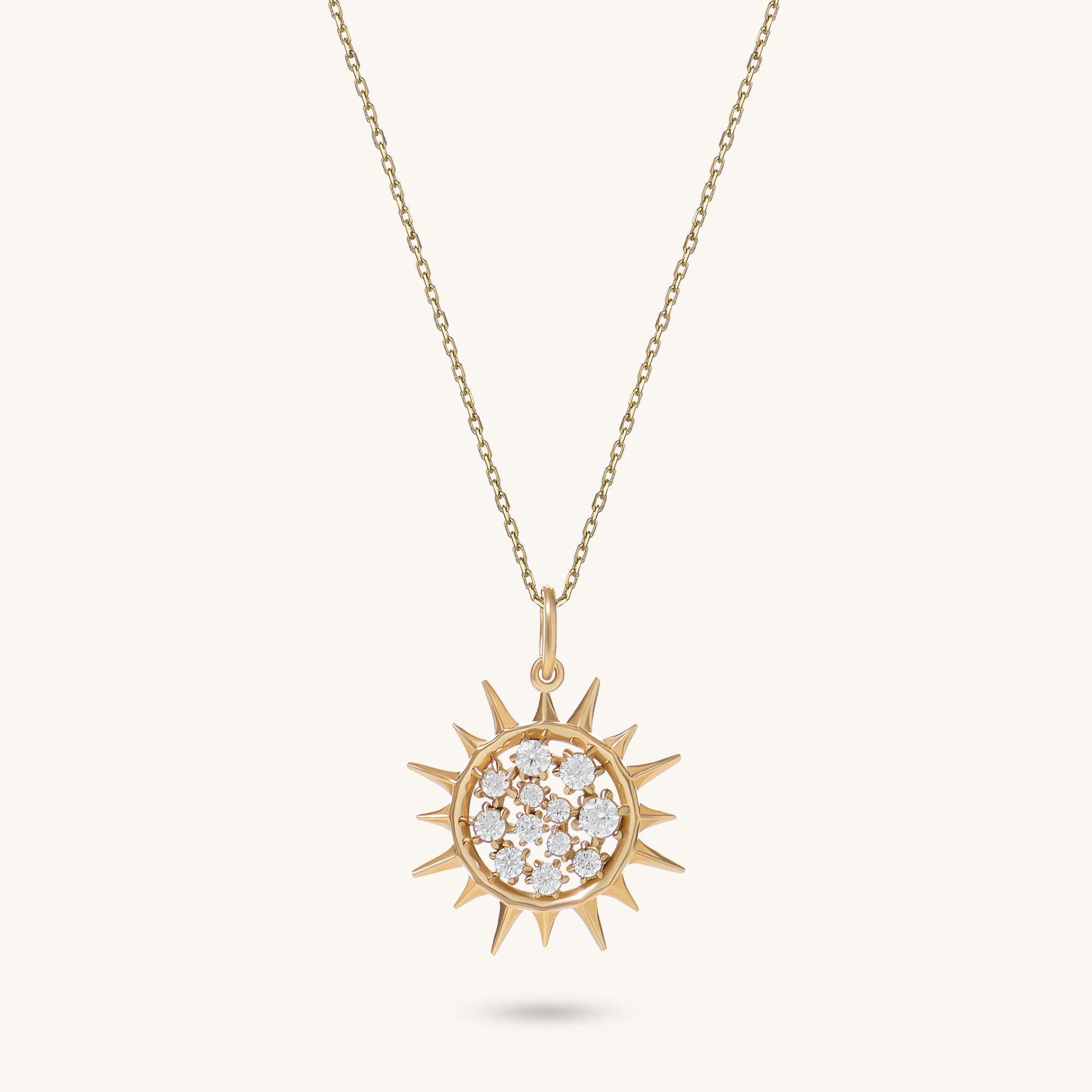 14k Solid Gold Pave Soleil Necklace – NORM JEWELS