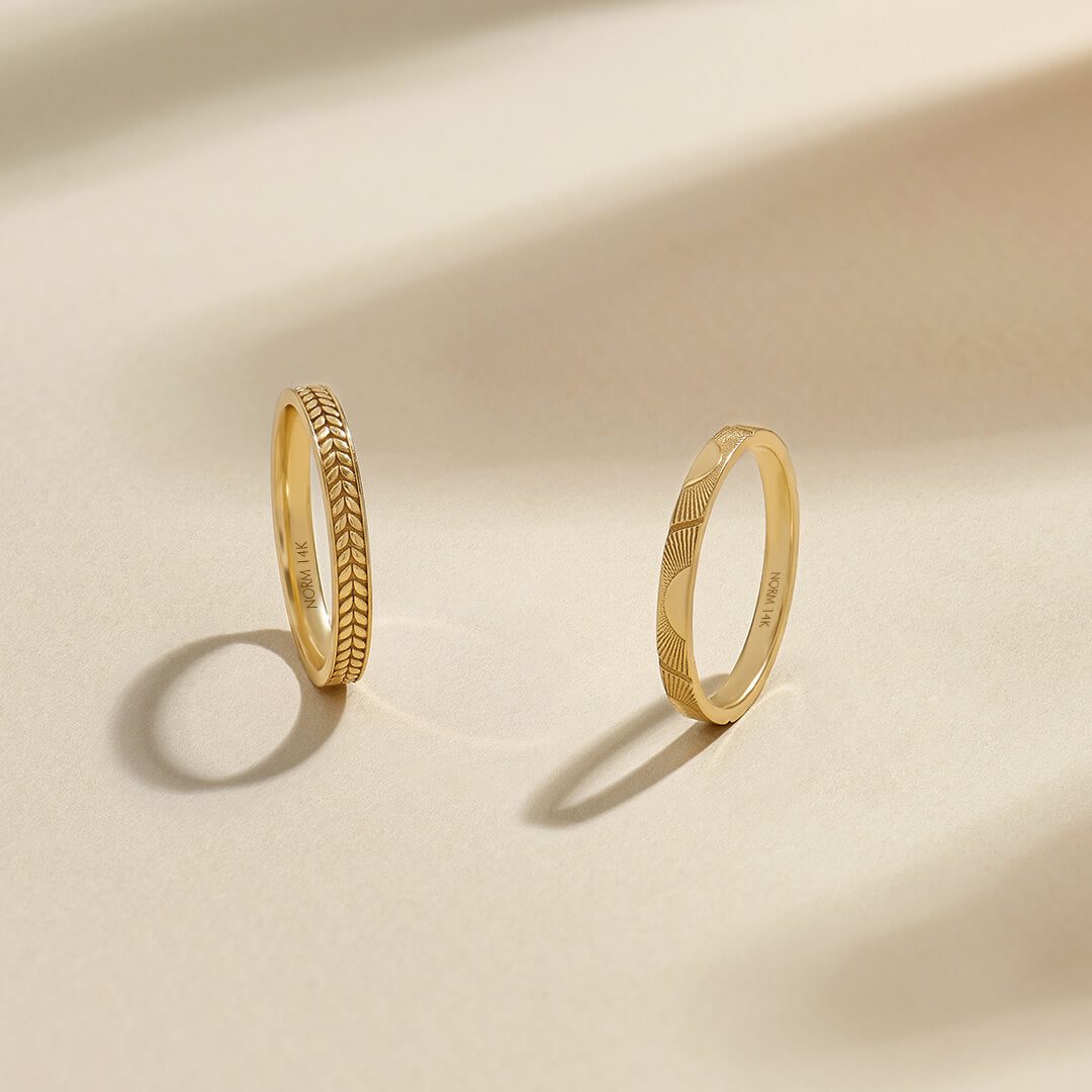 Women's Real Yellow Gold Sunshine Wedding Band Ring – NORM JEWELS