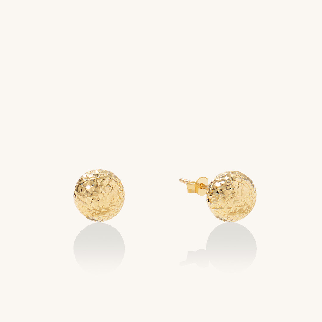 Women's 14K Gold Textured Button Stud Earrings