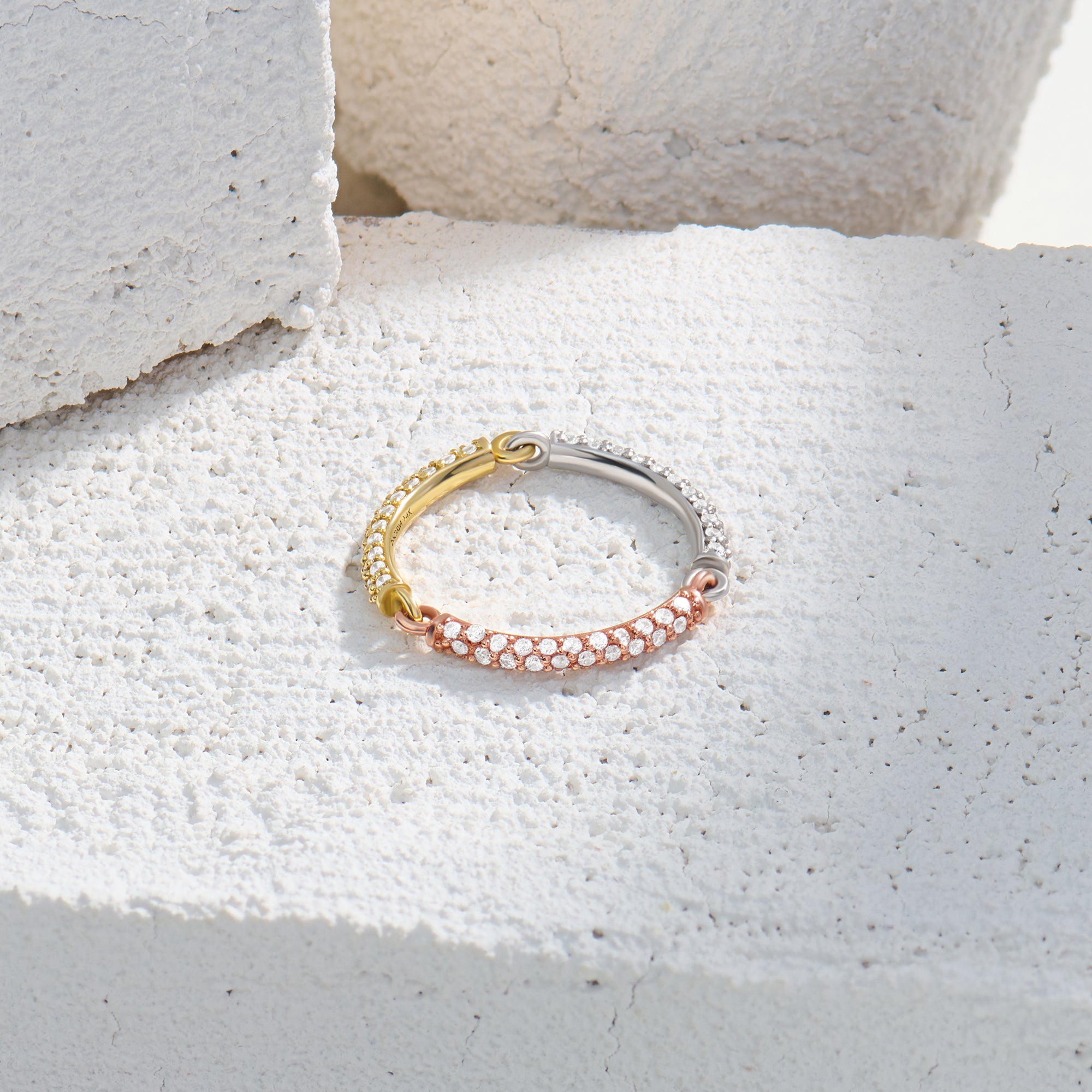 Women's Three Colored Full Eternity Link Ring in 14K Real Gold – NORM ...