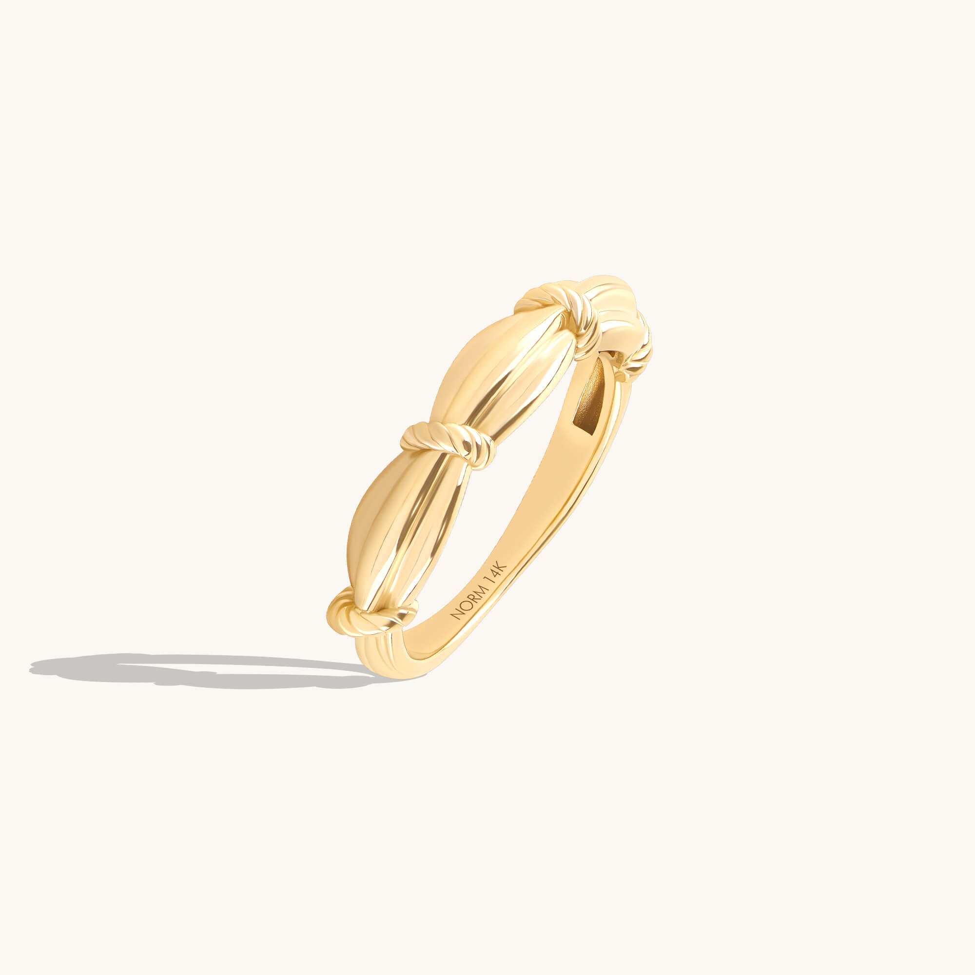 Elegant Twisted Node Band Ring in Solid Gold