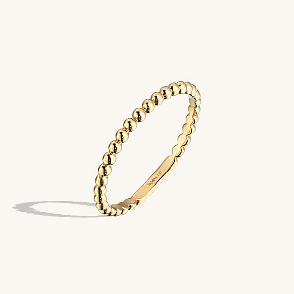 Real Yellow Gold Small Ball Stacking Ring - Norm Jewels