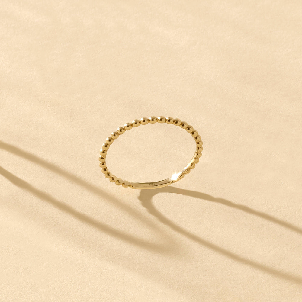 Real Yellow Gold Small Ball Stacking Ring - Norm Jewels