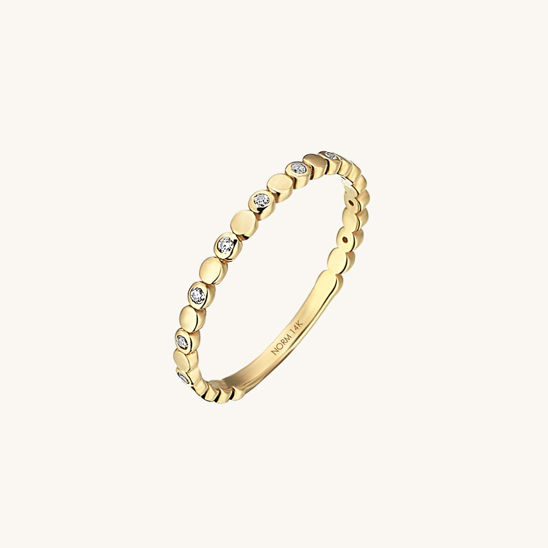 Women's Bezel Dot Stackable Ring in Solid Yellow Gold – NORM JEWELS