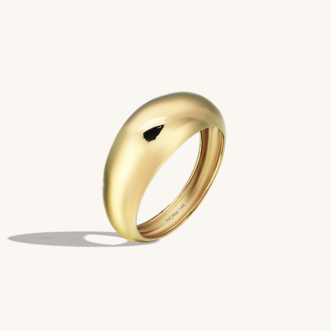 14k Real Yellow Gold Bold Dome Statement Ring for Women – NORM JEWELS