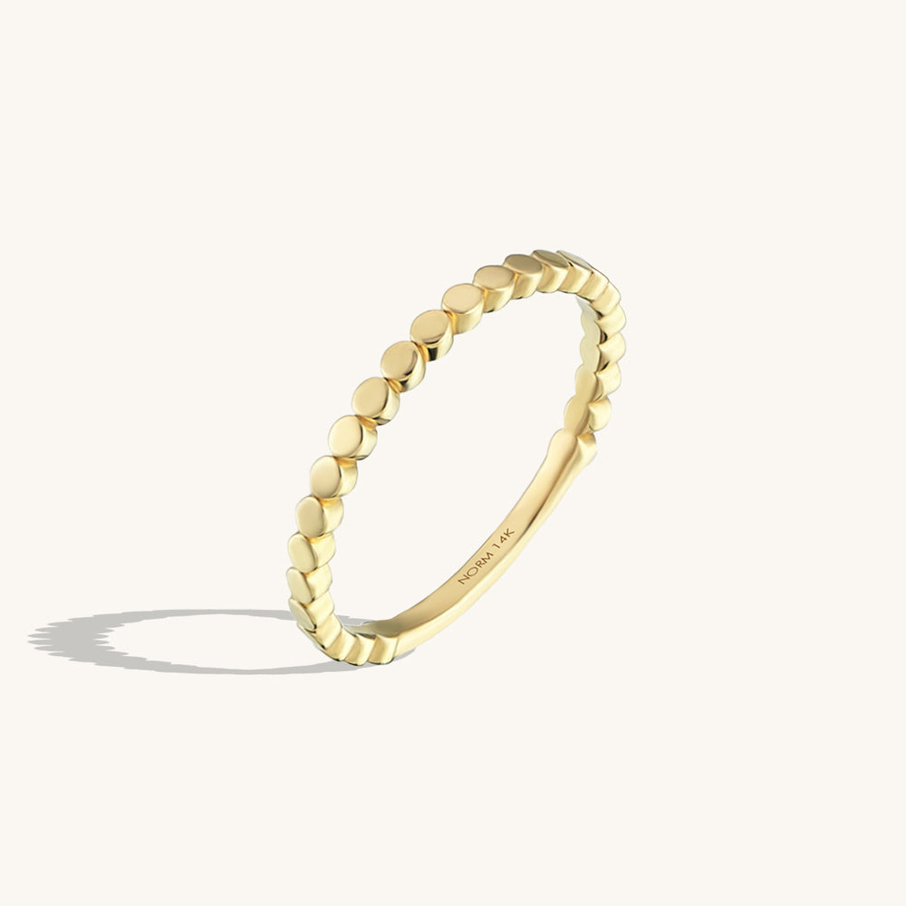 Women's Bold Dot Stackable Band Ring in Solid Gold