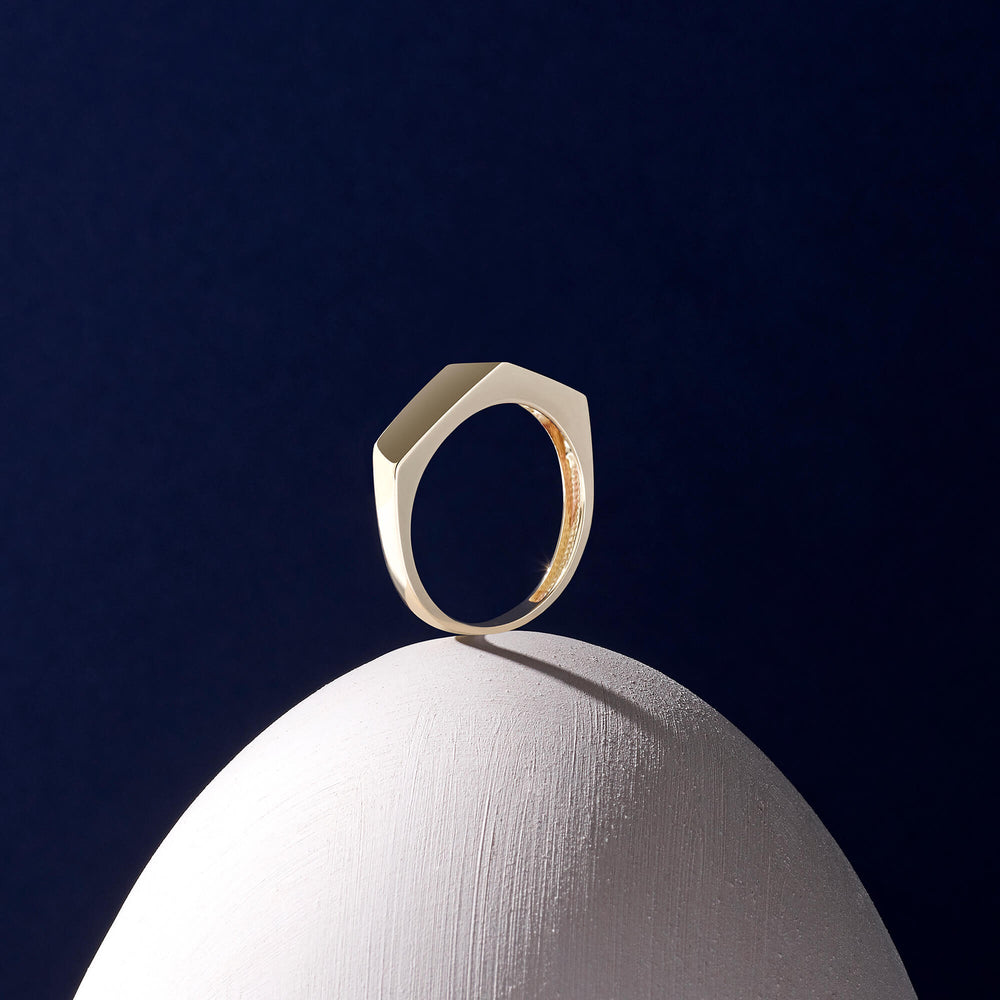 Solid Gold Edge Geometric Ring for Women - Norm Jewels