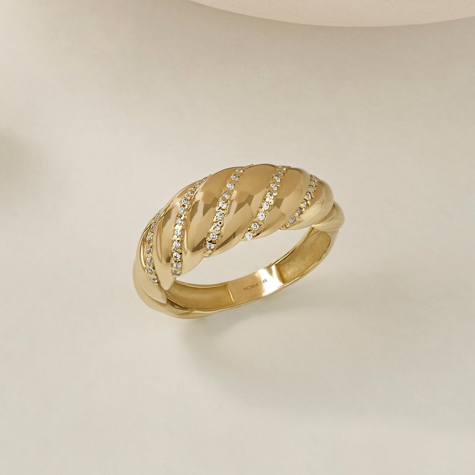 Iconic Pave Croissant Chunky Ring in Real Yellow Gold – NORM JEWELS