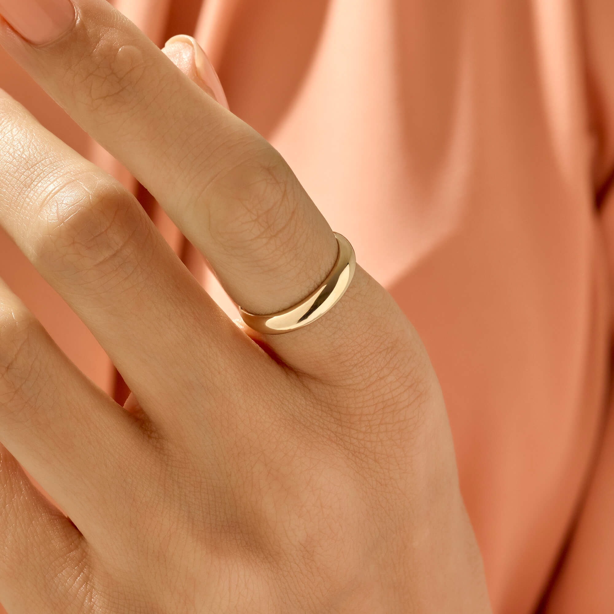 Solid Gold Minimalist Dome Bold Band Ring - Norm Jewels – NORM JEWELS