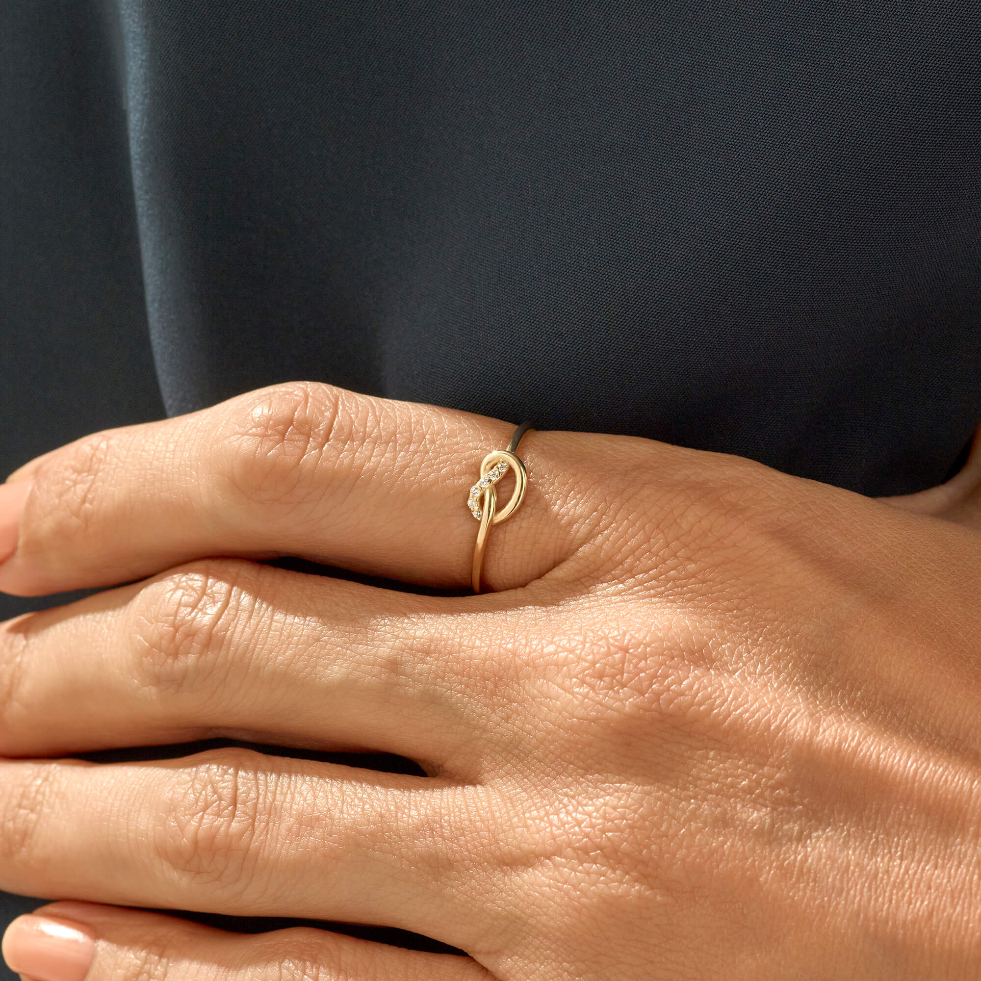 Real Yellow Gold Paved Love Knot Stacking Ring – NORM JEWELS