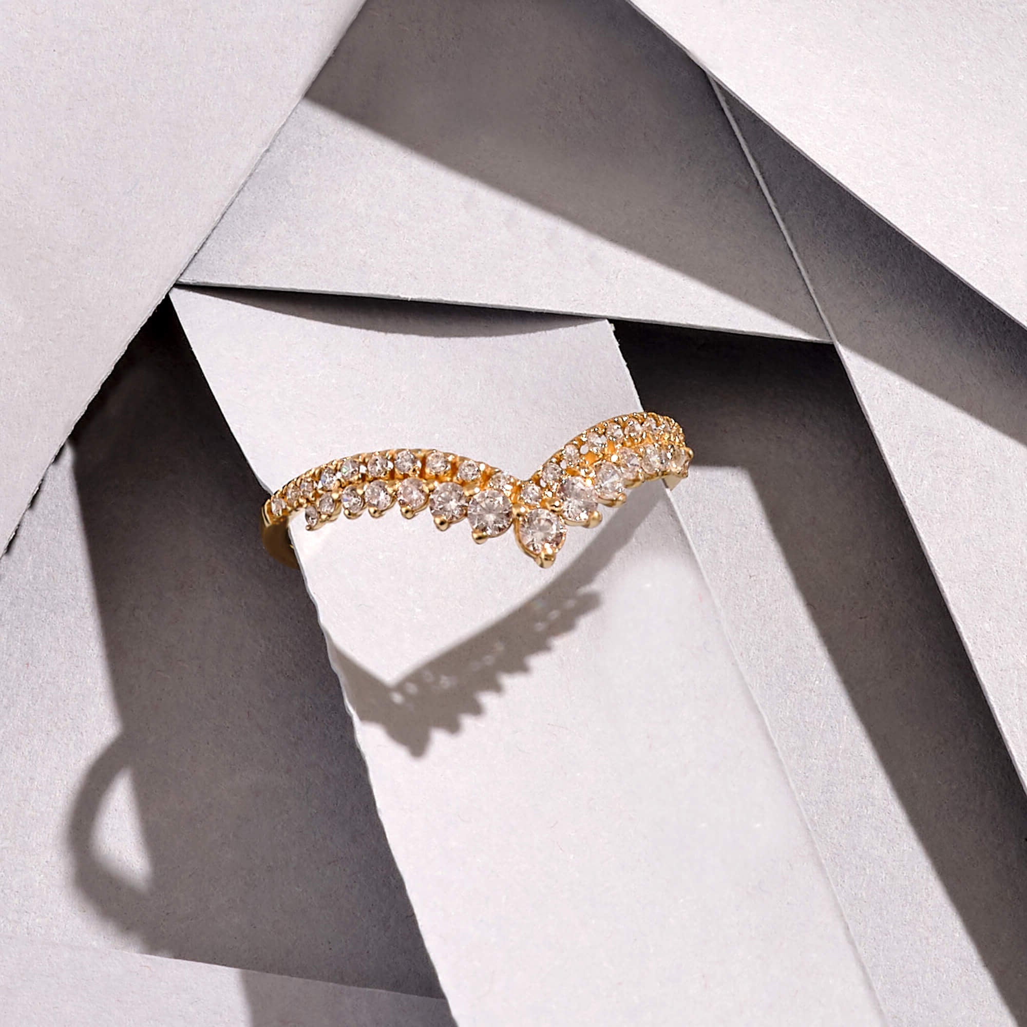 0.36ctw Diamonds Curve Stacking Ring in 14k Solid Gold – NORM JEWELS