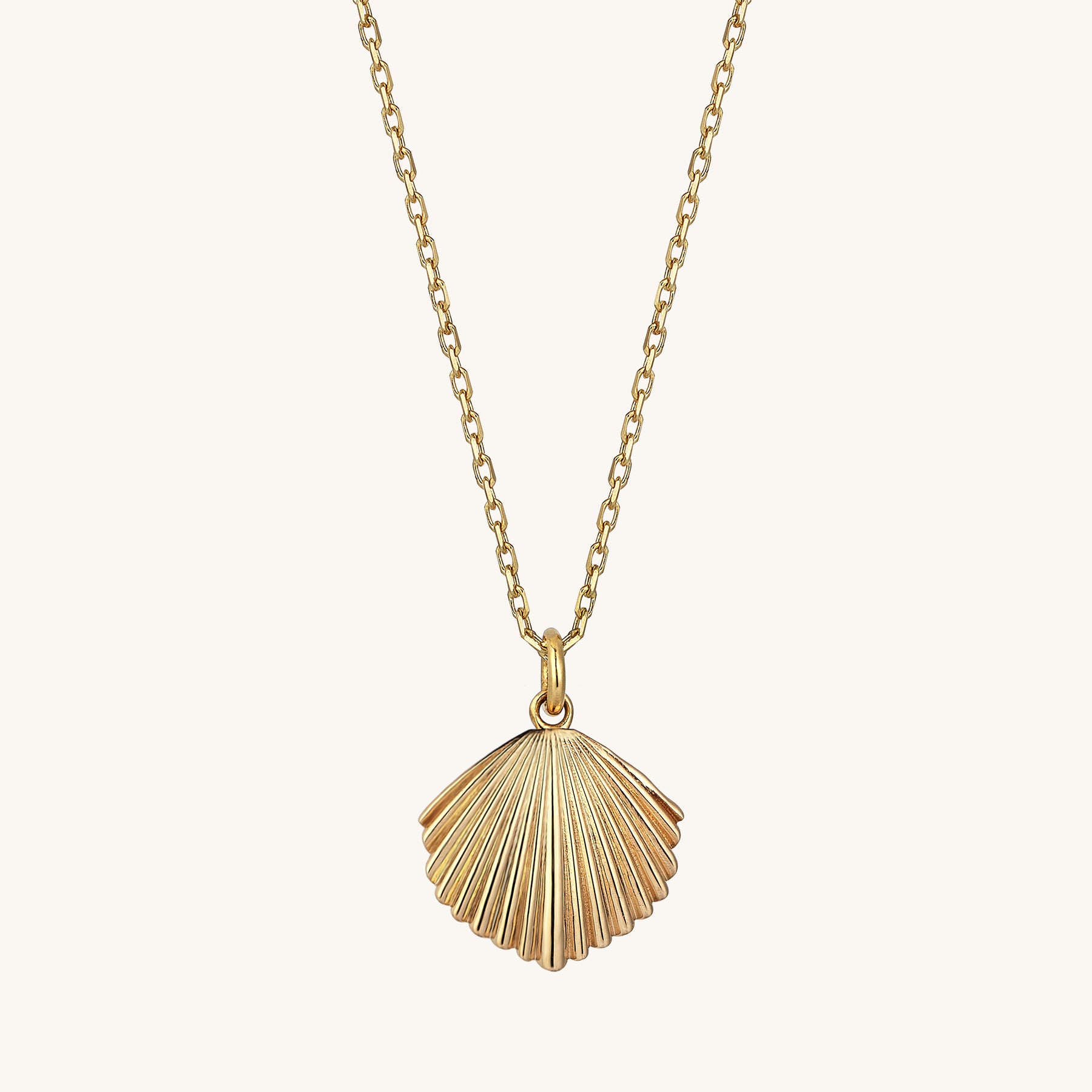 14k Real Yellow Gold Shell Charm Necklace for Women