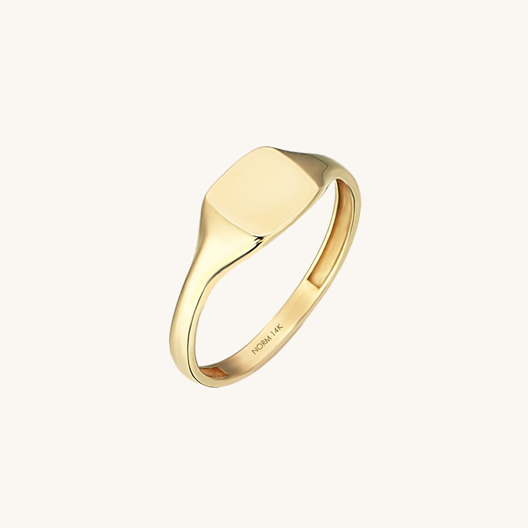 Women's 14k Real Gold Square Signet Ring - Norm Jewels – NORM JEWELS