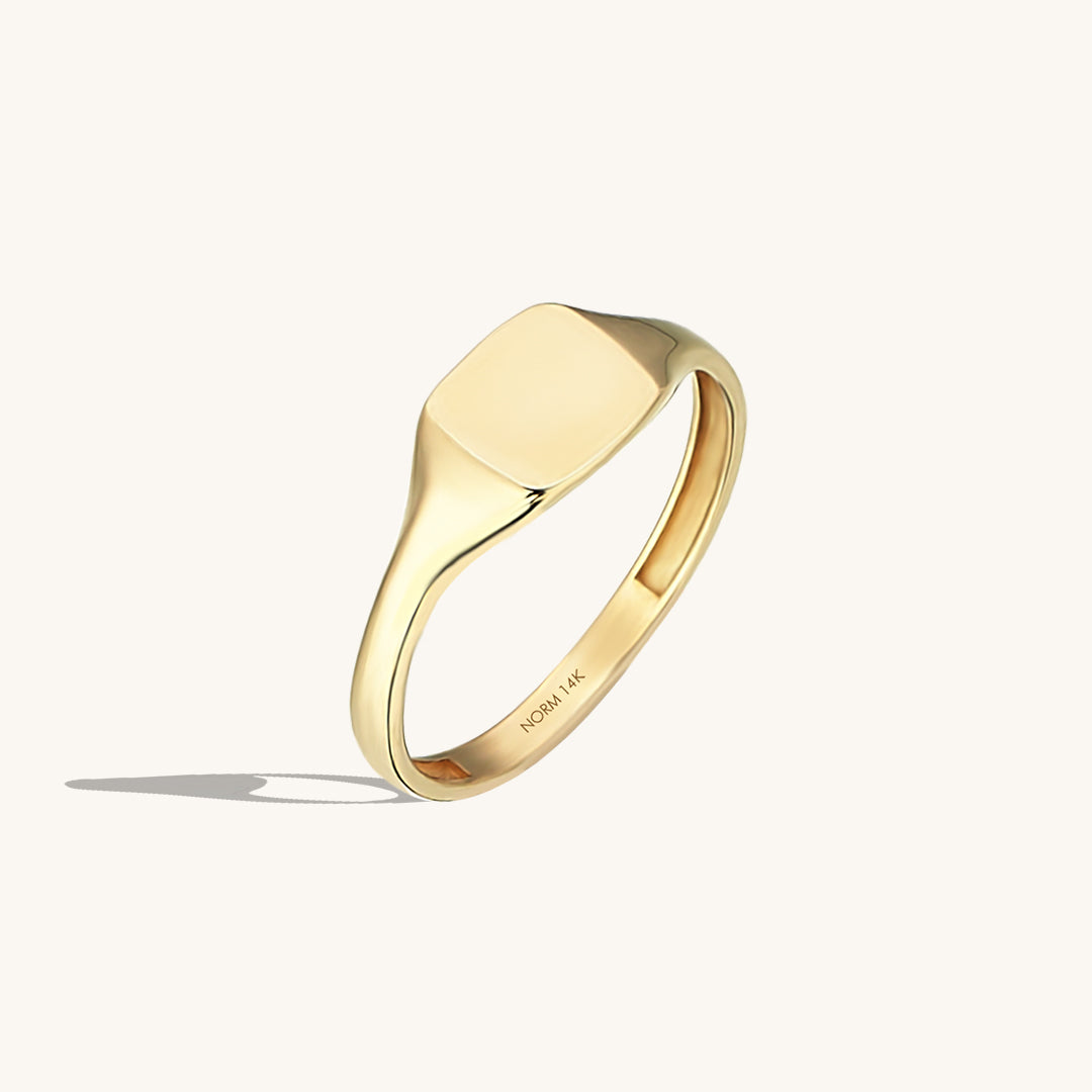 Women's 14k Real Gold Square Signet Ring - Norm Jewels – NORM JEWELS