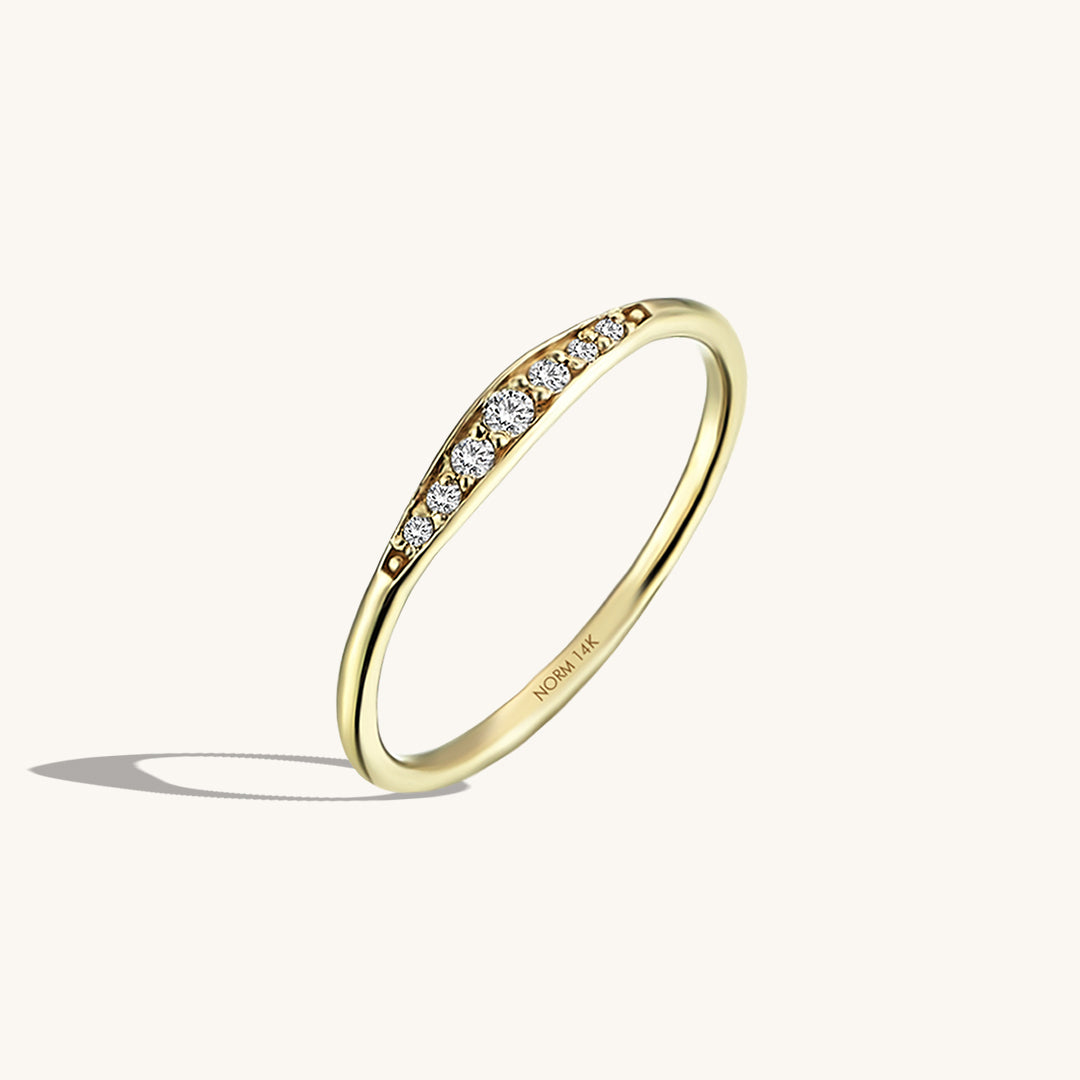 Women's Wedding Band Ring with CZ in Solid Yellow Gold – NORM JEWELS