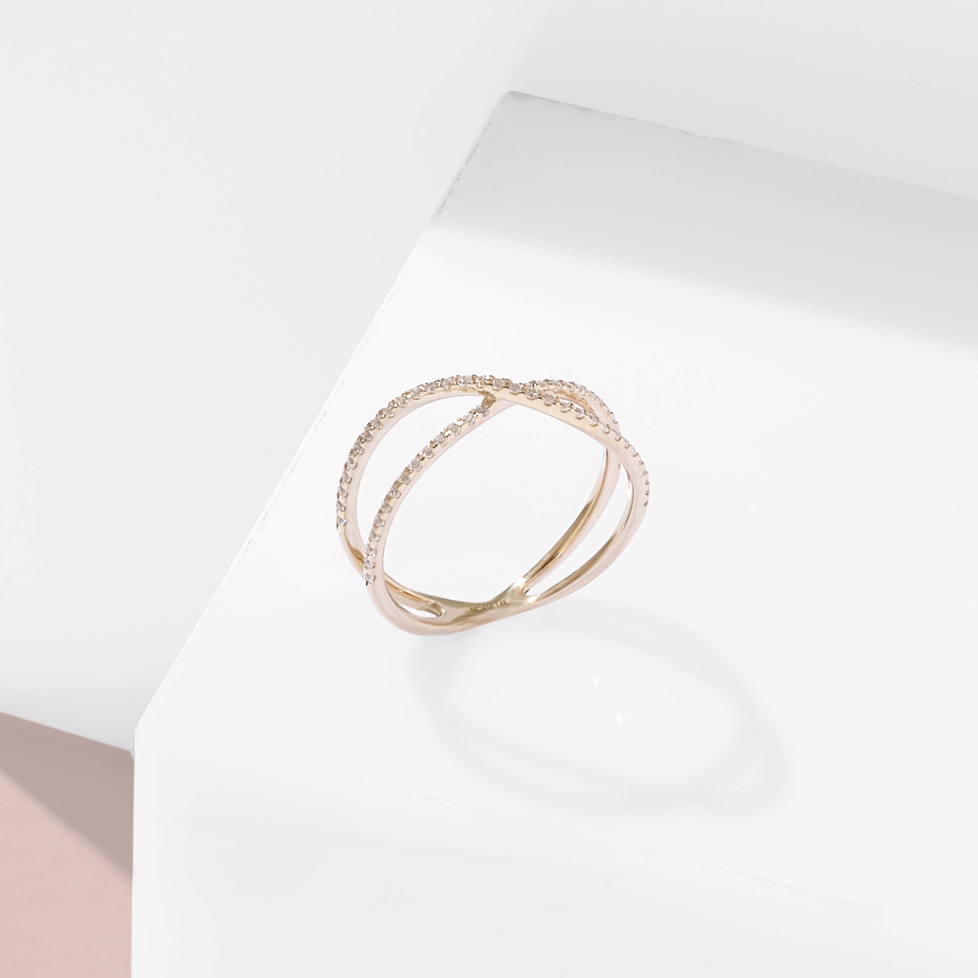 14k Solid Gold Pave X Stackable Ring - Norm Jewels – NORM JEWELS
