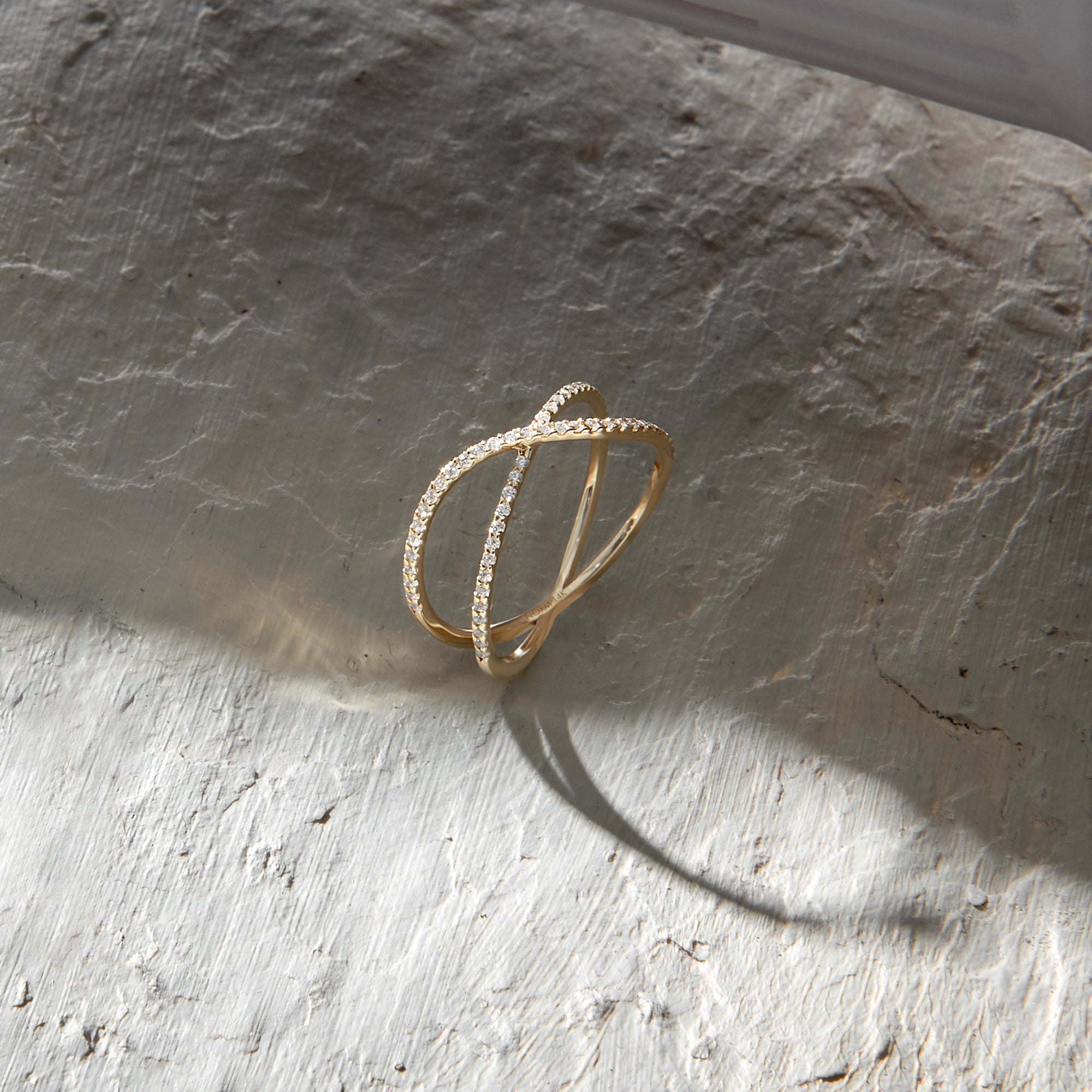 14k Solid Gold Pave X Stackable Ring - Norm Jewels – NORM JEWELS