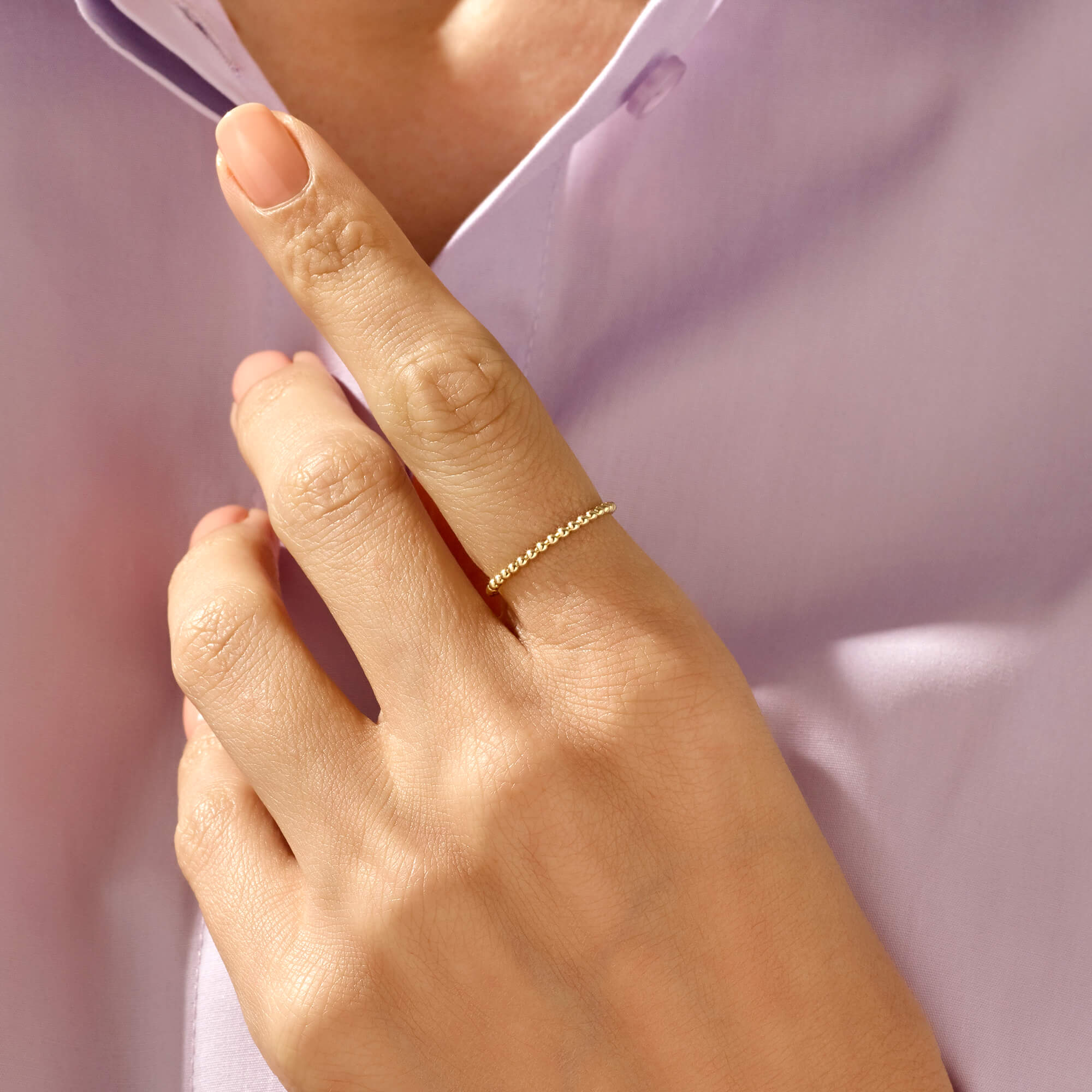 14k Real Yellow Gold Small Ball Stacking Ring - Norm Jewels – NORM JEWELS