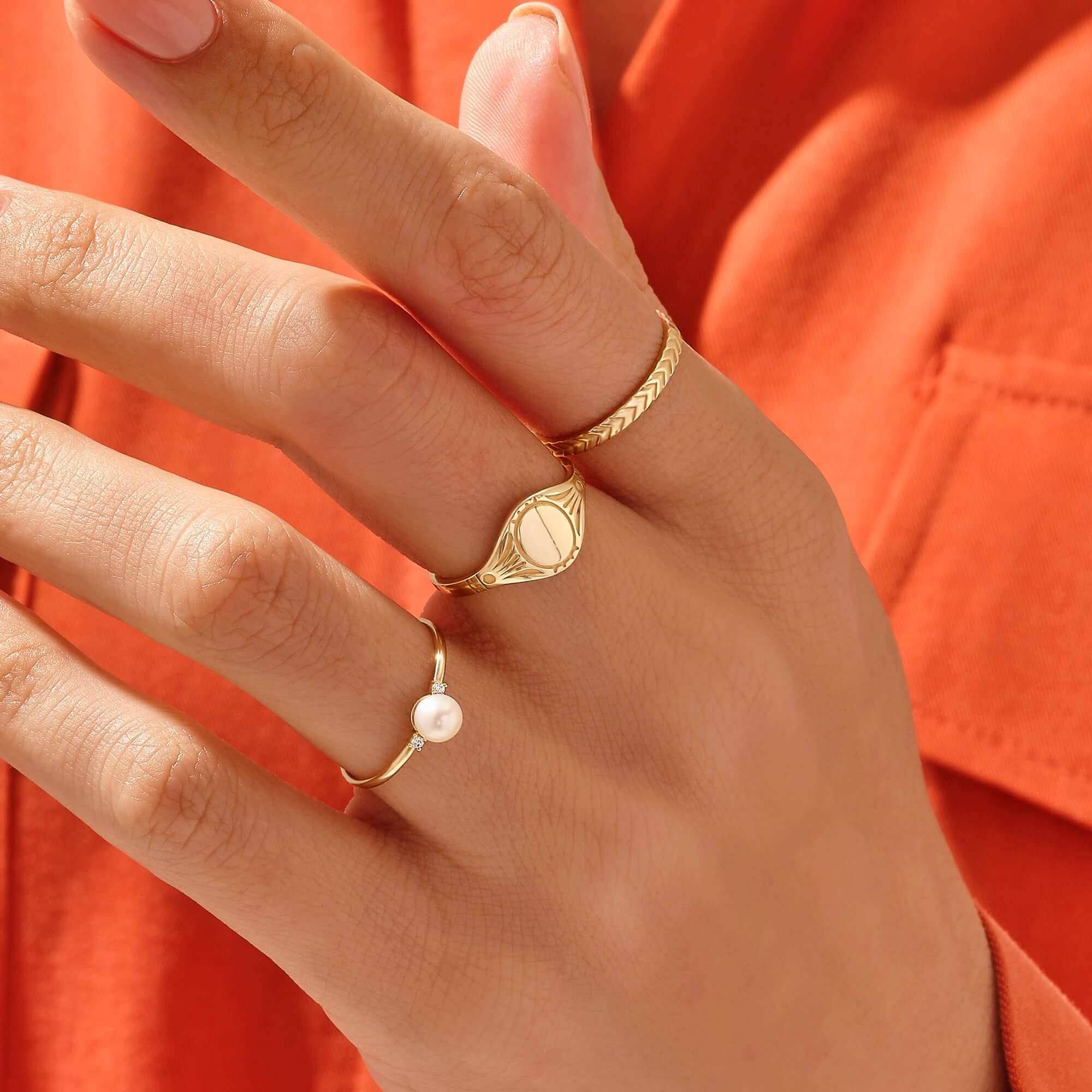 Women's 14k Real Yellow Gold Arrow Pattern Band Ring – NORM JEWELS