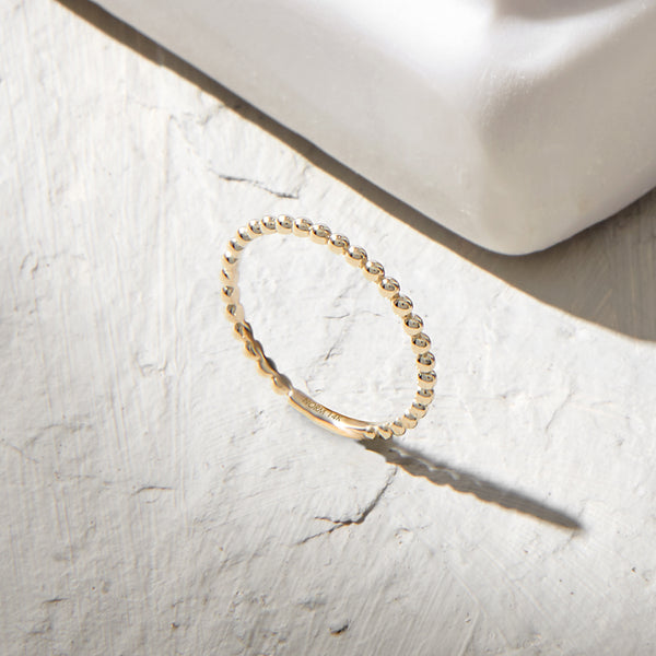 Real Yellow Gold Small Ball Stacking Ring - Norm Jewels