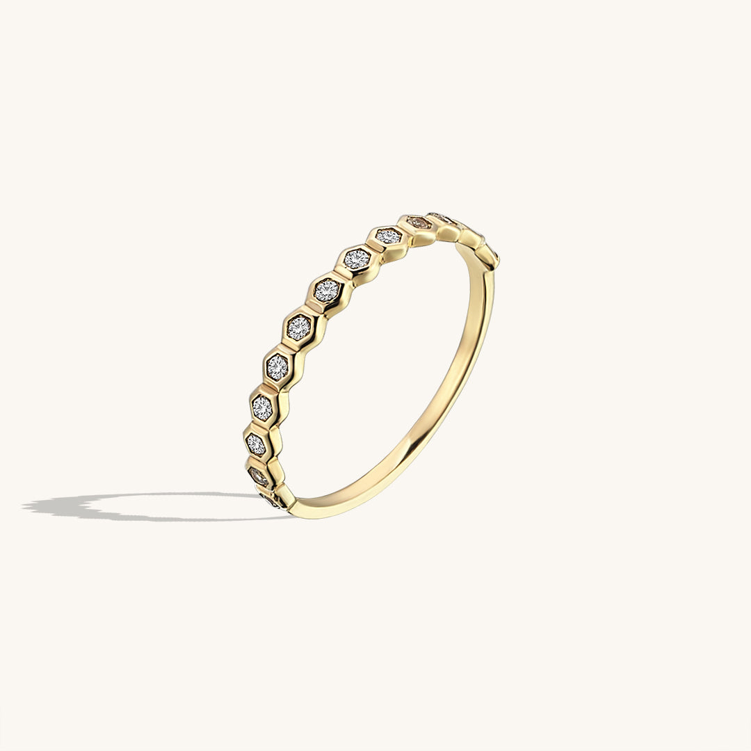 Women's Bezel-Set Pave Stackable Ring in Real Gold – NORM JEWELS