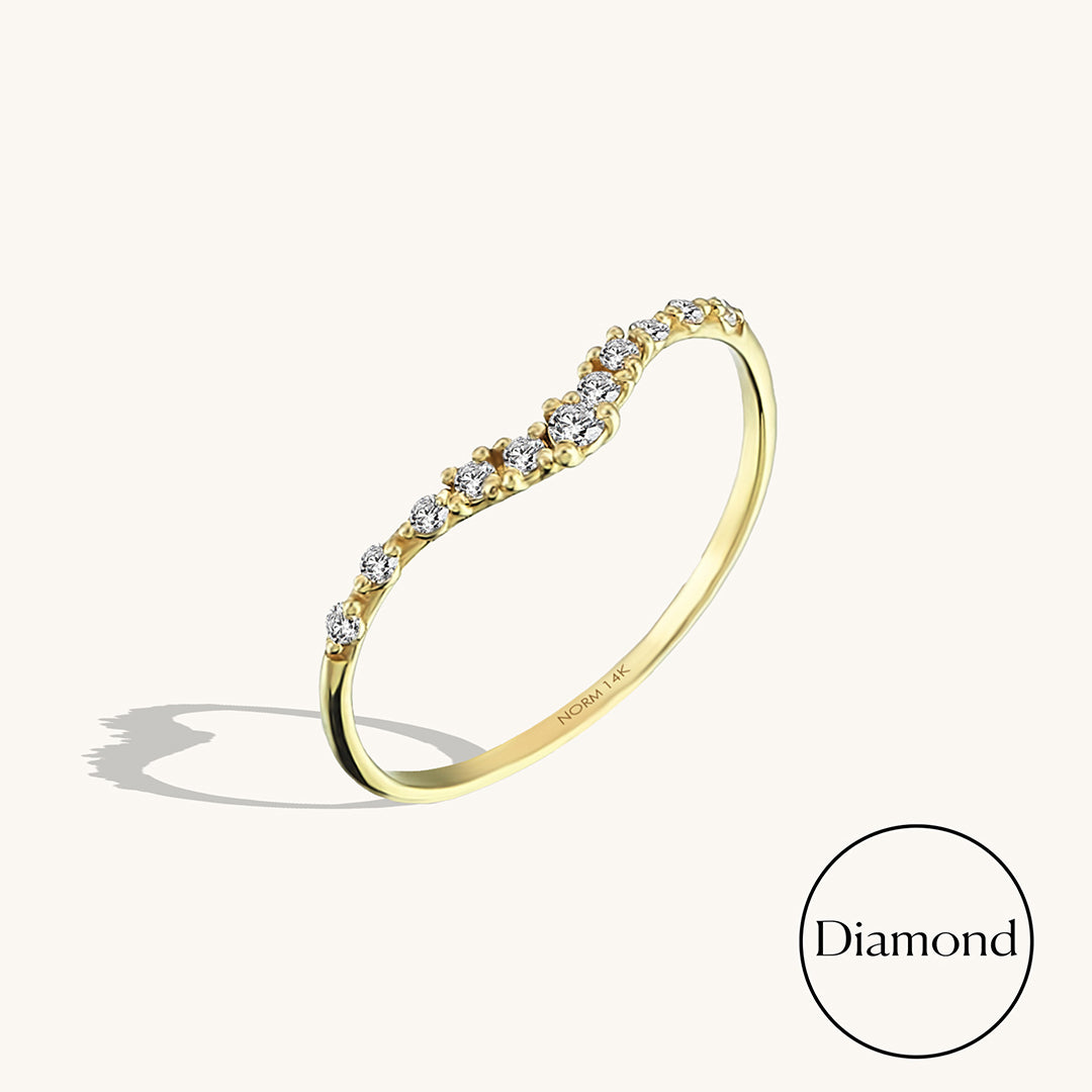 Diamond Curved Stackable Ring in 14k Solid Gold – NORM JEWELS