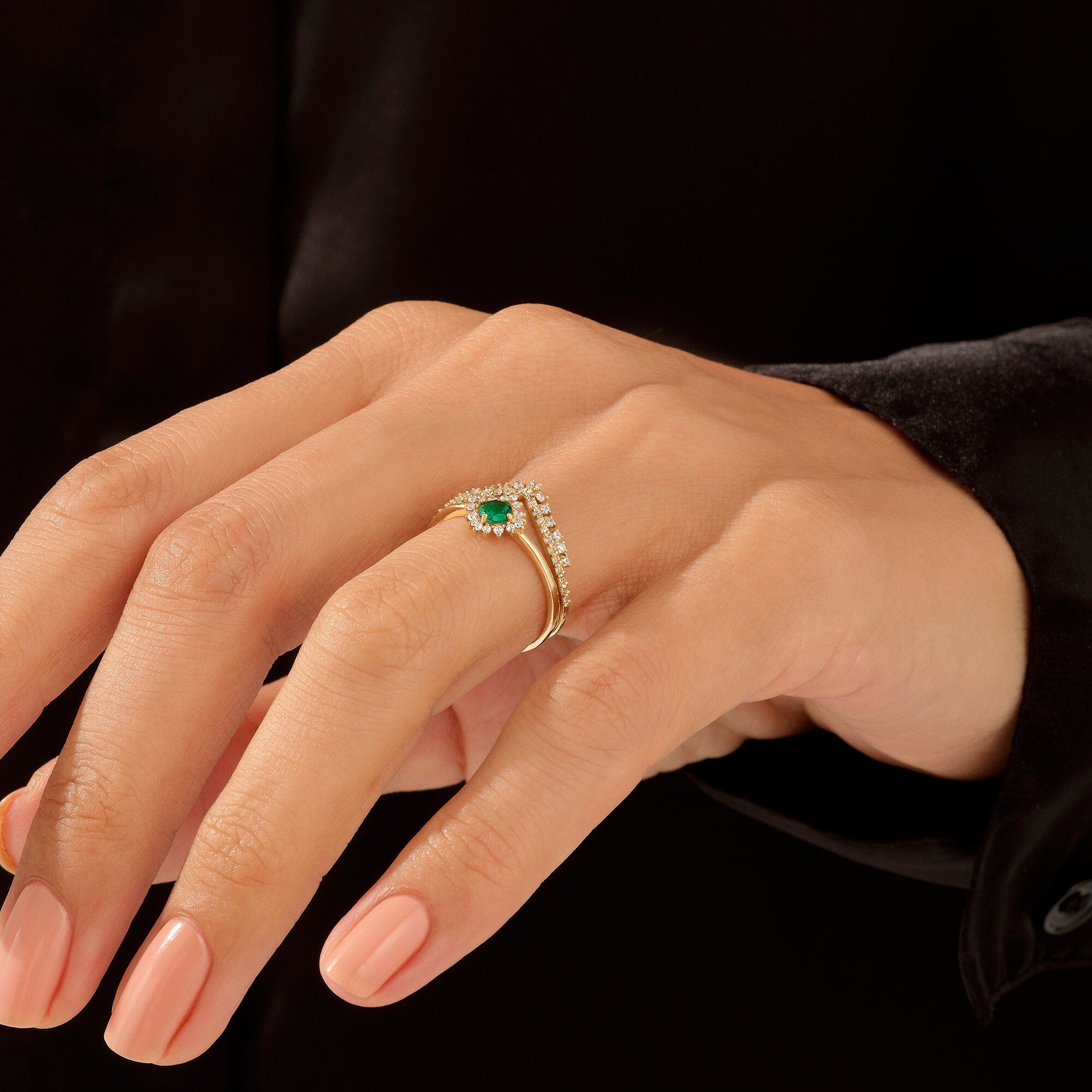 Round Cut Emerald Solitaire Ring in 14k Solid Gold – NORM JEWELS