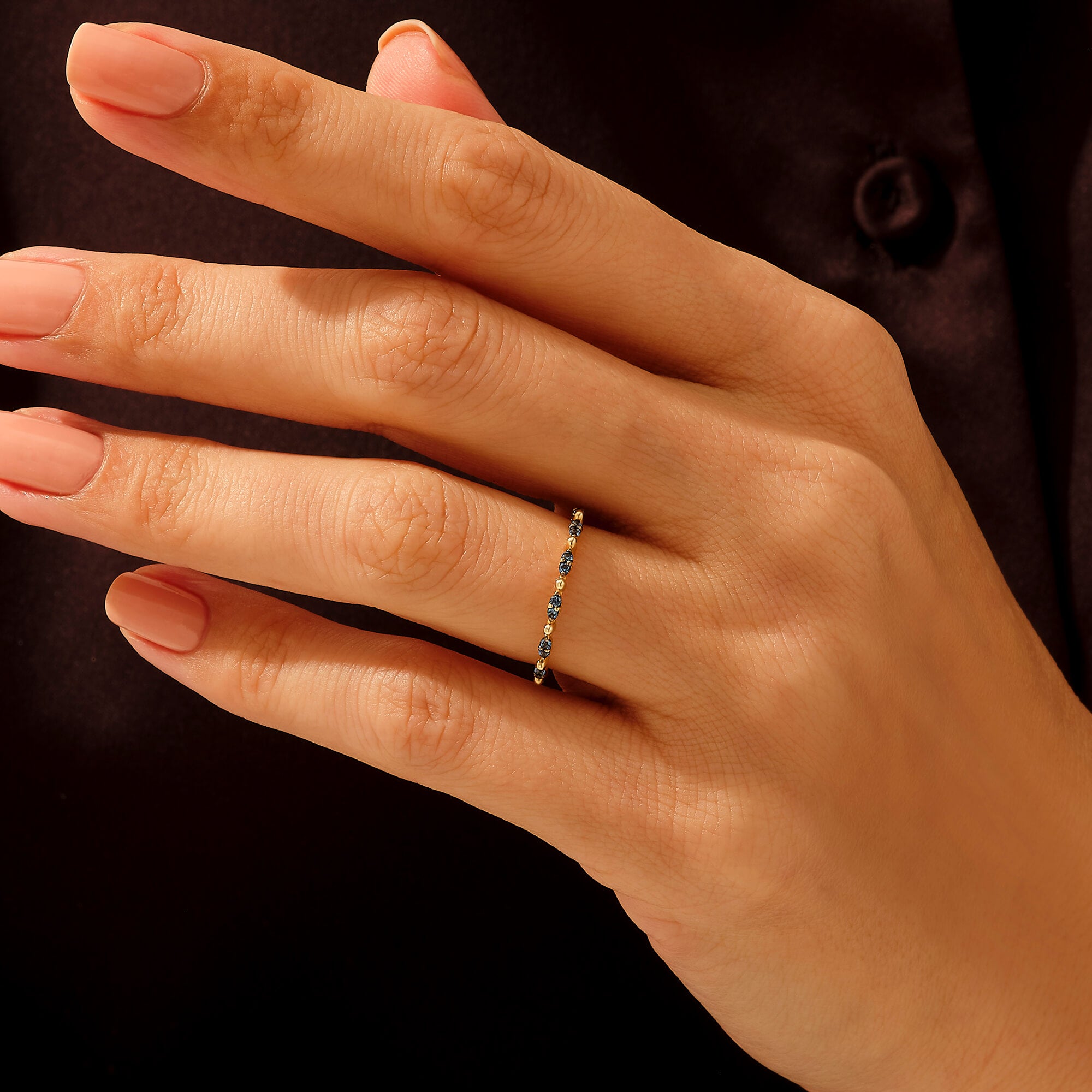 Solid Gold Blue Eternity Band Ring - Norm Jewels – NORM JEWELS