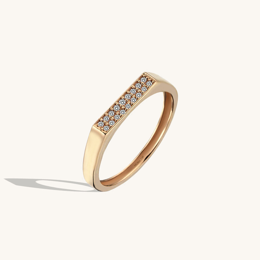 Women's 14k Solid Gold Pave Bar Signet Ring - Norm Jewels – NORM JEWELS