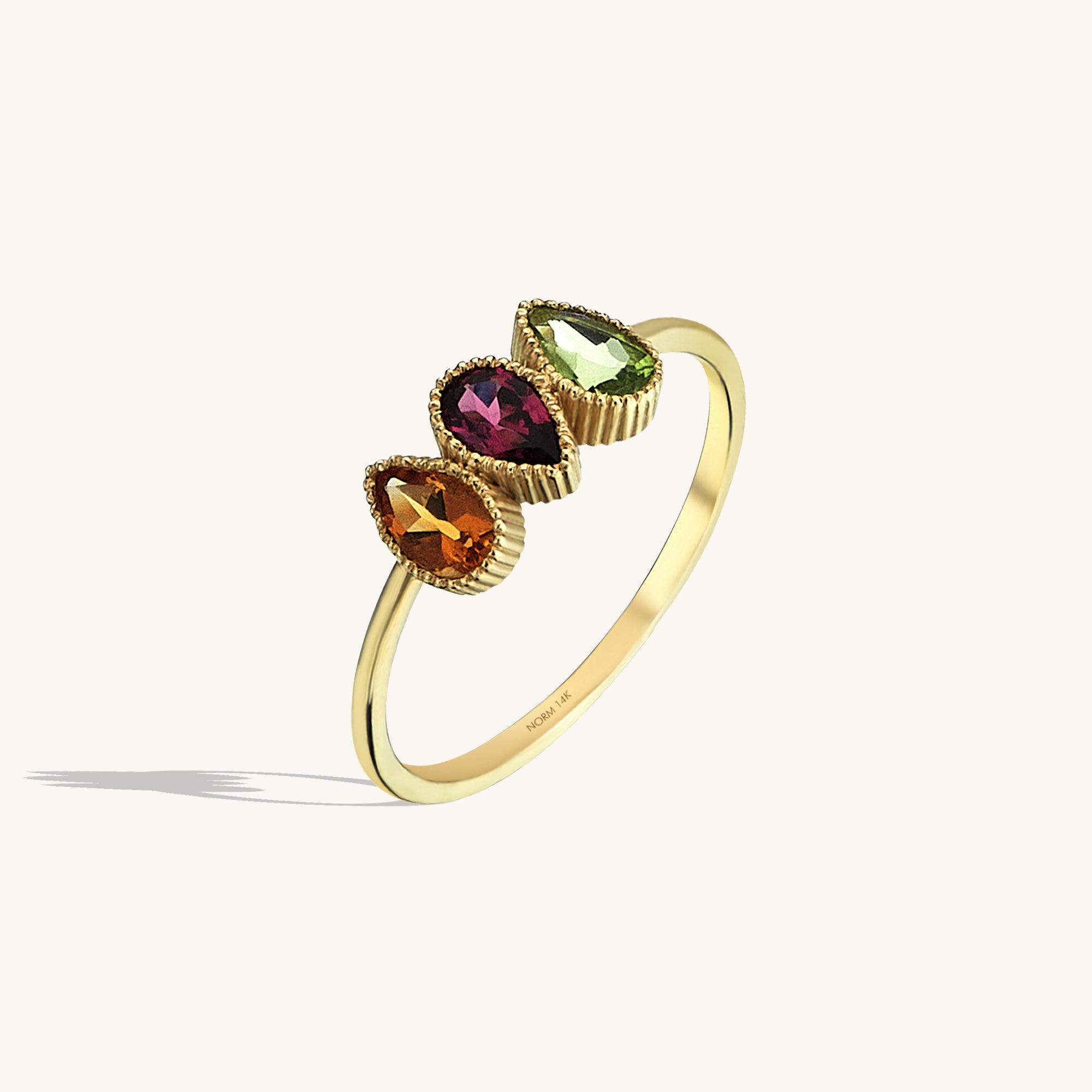 Pear Cut Personalized Birthstone Ring in 14k Solid Gold – NORM JEWELS