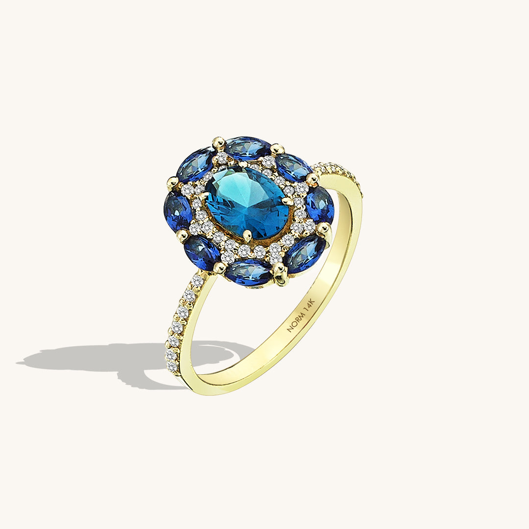 Sapphire Floral Statement Ring in 14k Solid Gold - Norm Jewels – NORM ...