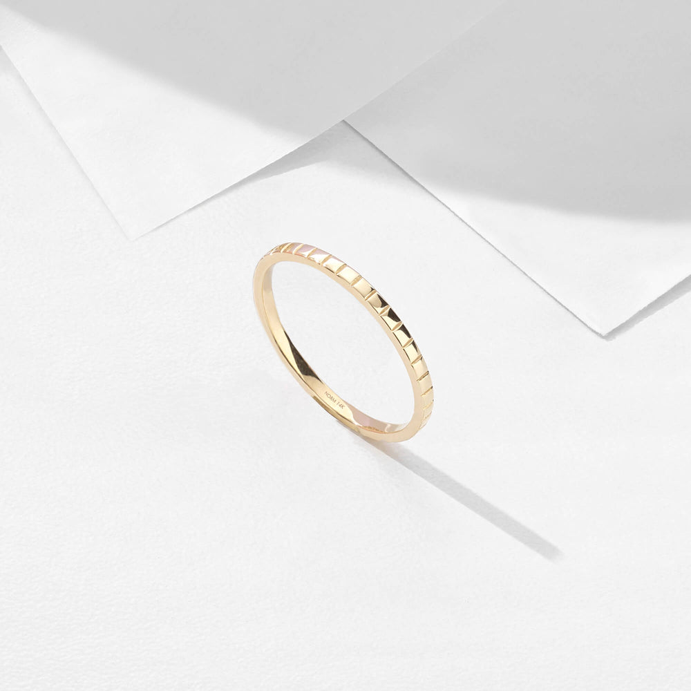 Stackable Square Band Ring in Real Yellow Gold