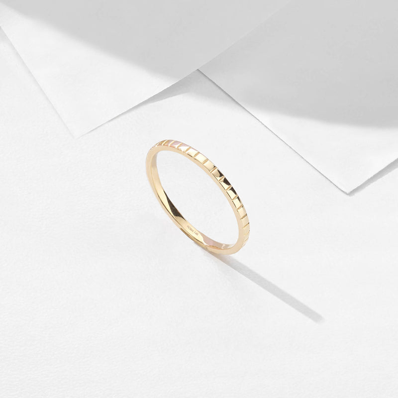 Stackable Square Band Ring in Real Yellow Gold