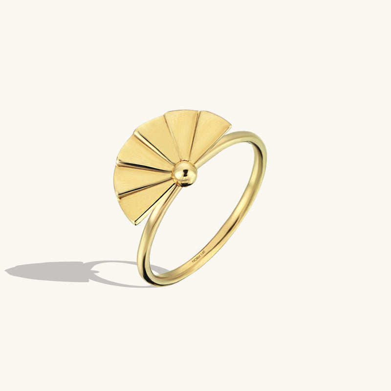 14k Solid Yellow Gold Stackable Sun Ring - Norm Jewels